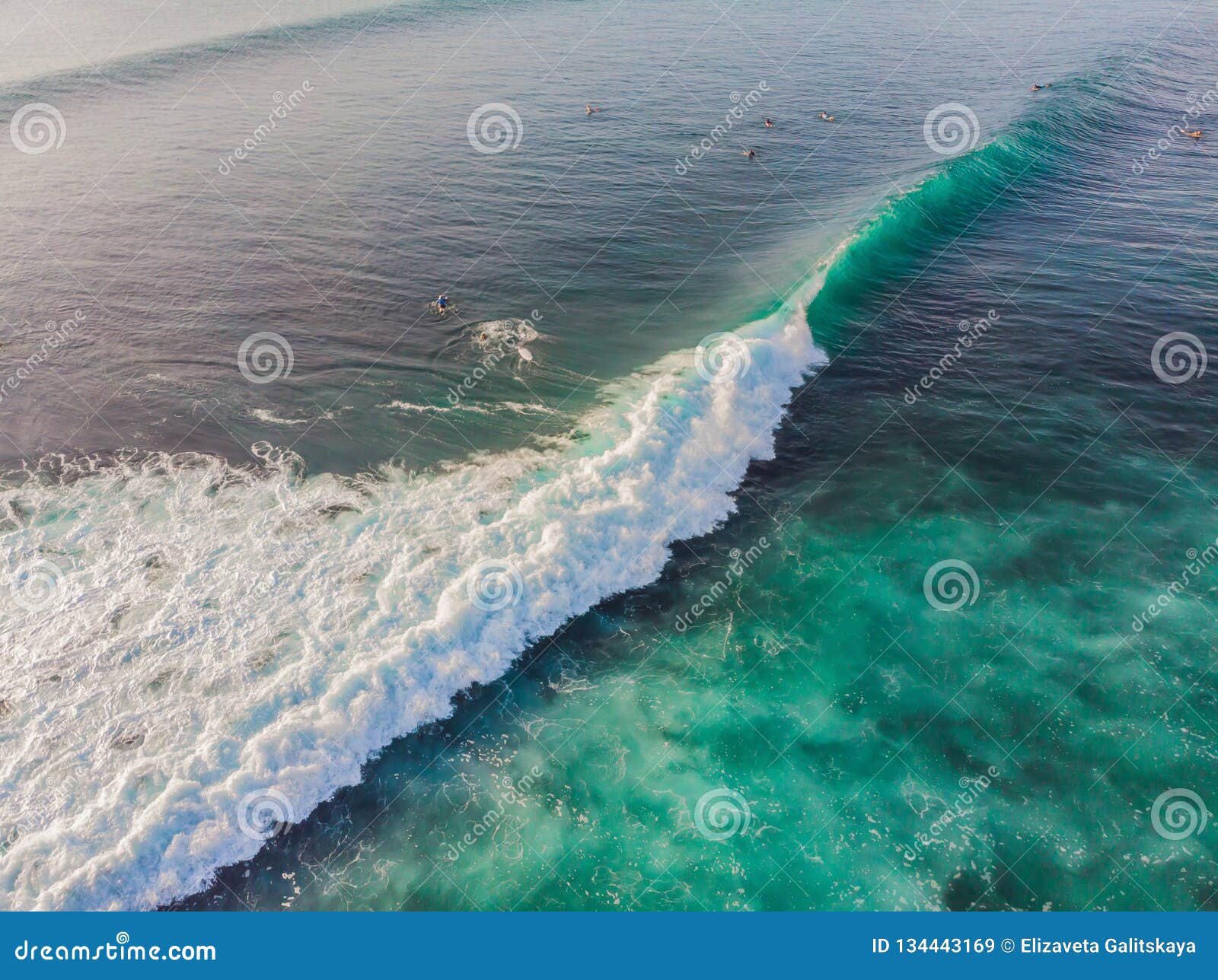 Surfers on the Waves in the Ocean, Top View Stock Image - Image of aqua ...