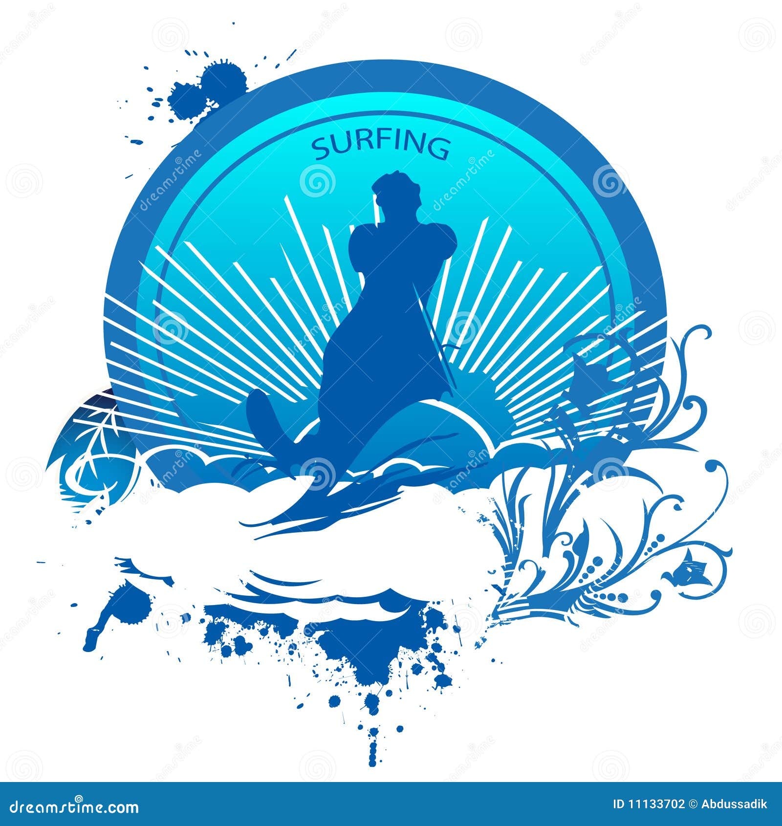 Surfing banner stock vector. Illustration of nature, decorative - 11133702