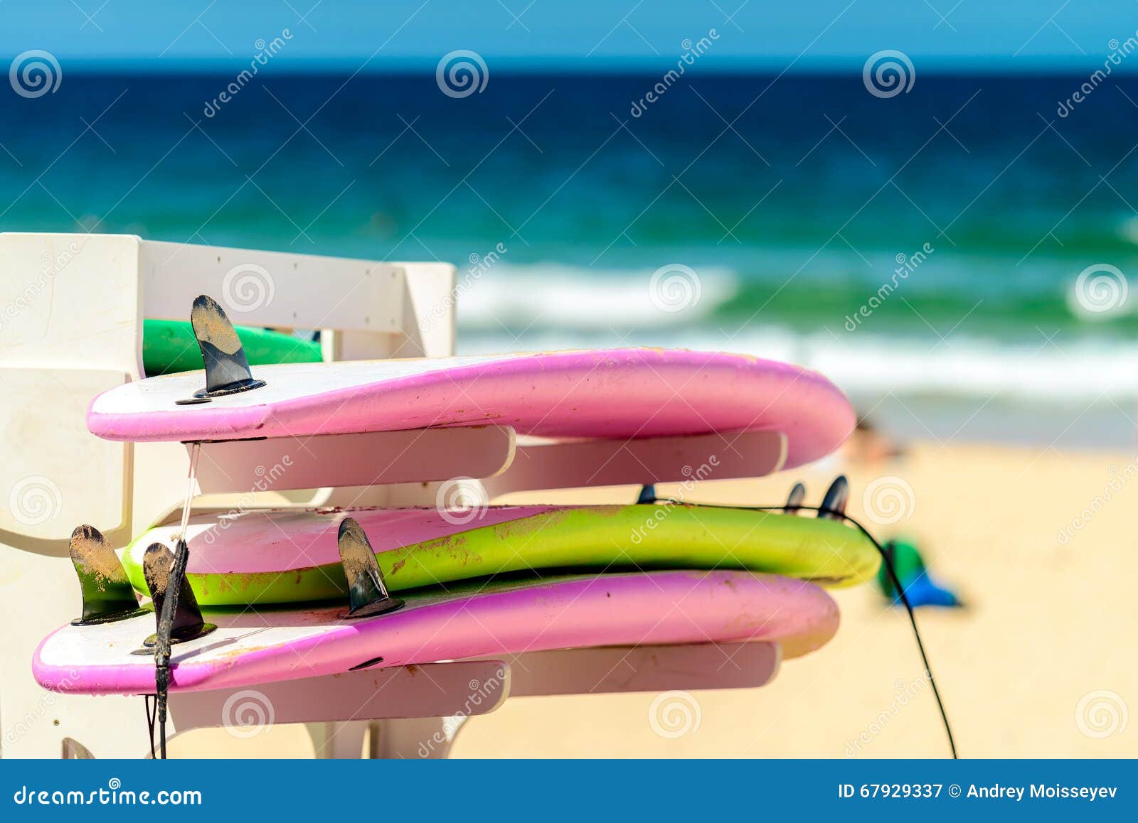 Surfing boards in a row stock image. Image of rent, rental - 67929337