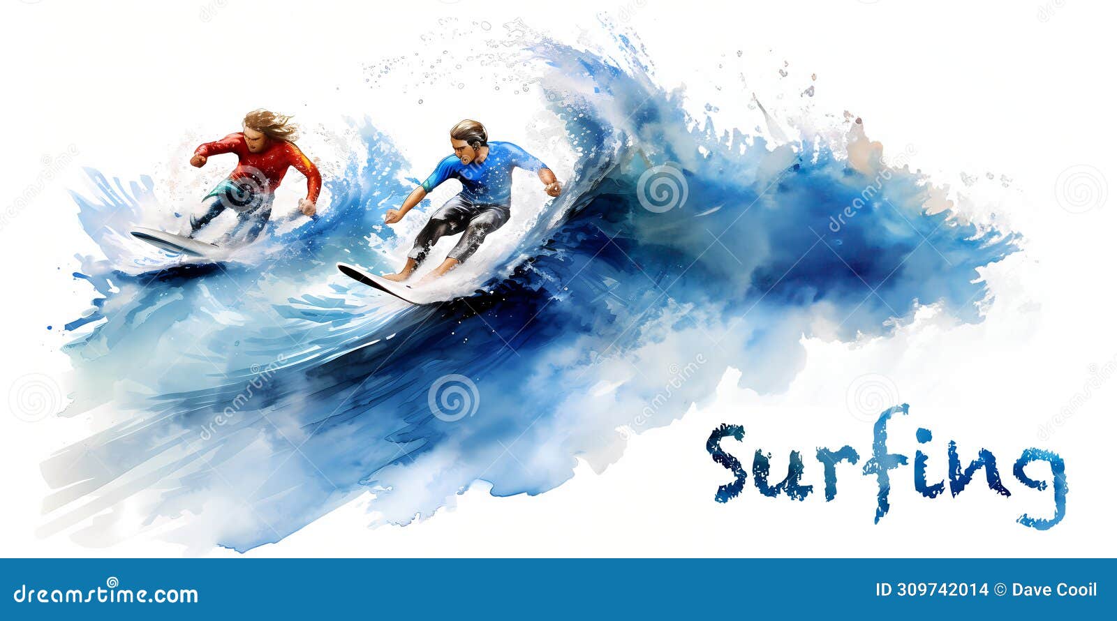 SURFING - Colourful Watercolour Web Banner for Olympic Surfing Stock ...