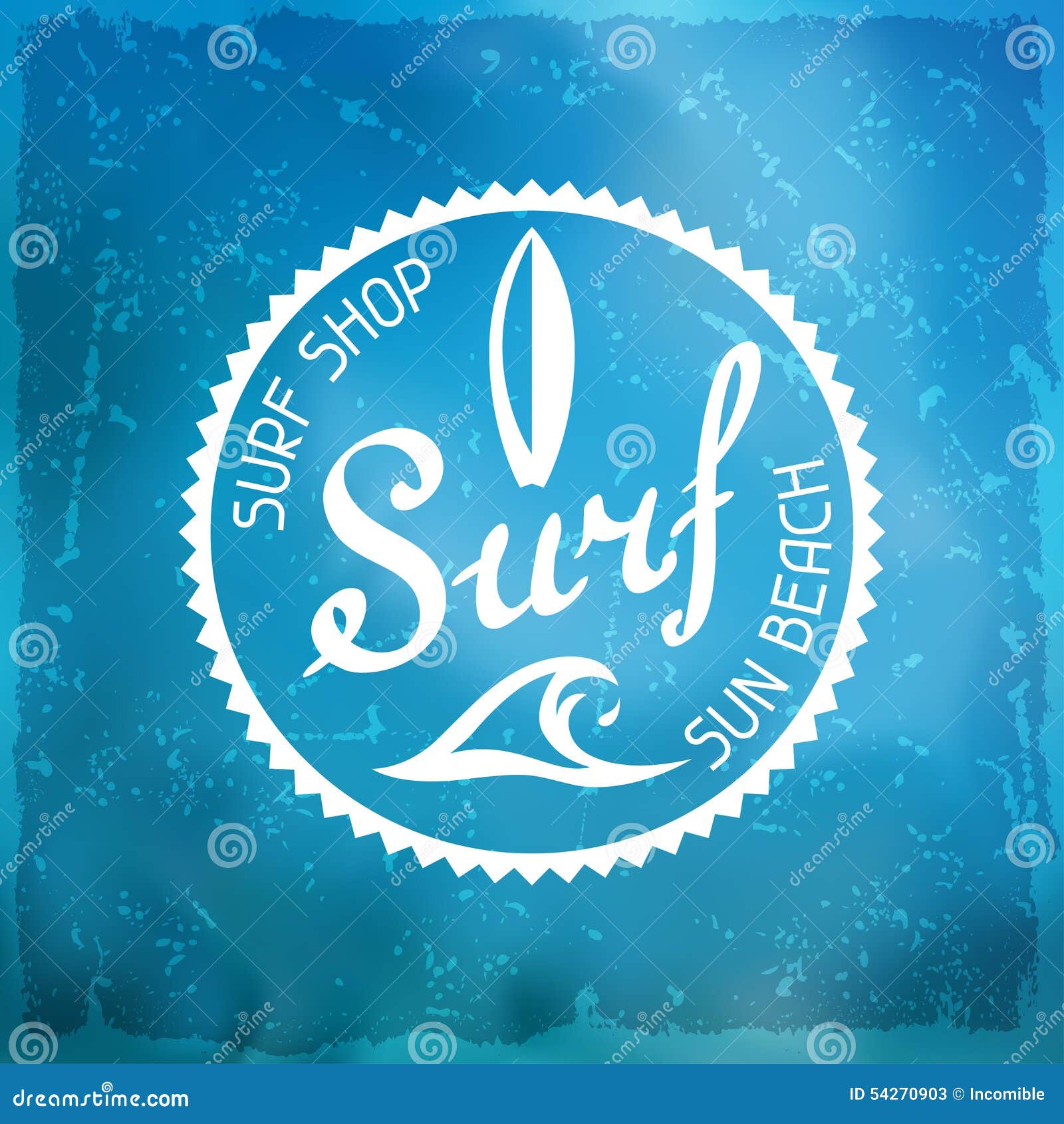 Surfing Label On Meshes Background With Stains Cartoon Vector ...
