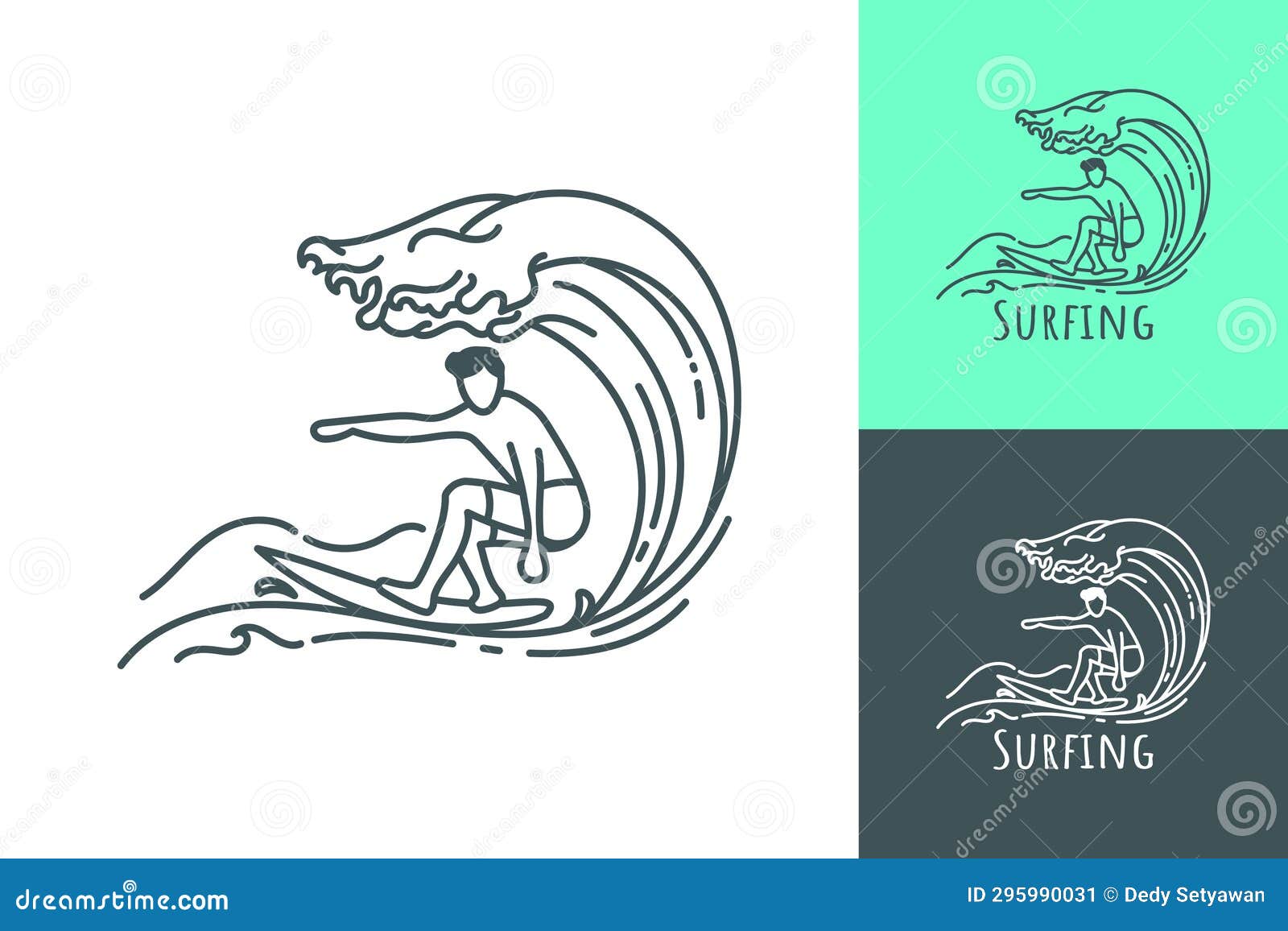 Surfing Line Icons Collection. Waves, Ocean, Board, Beach, Swell ...