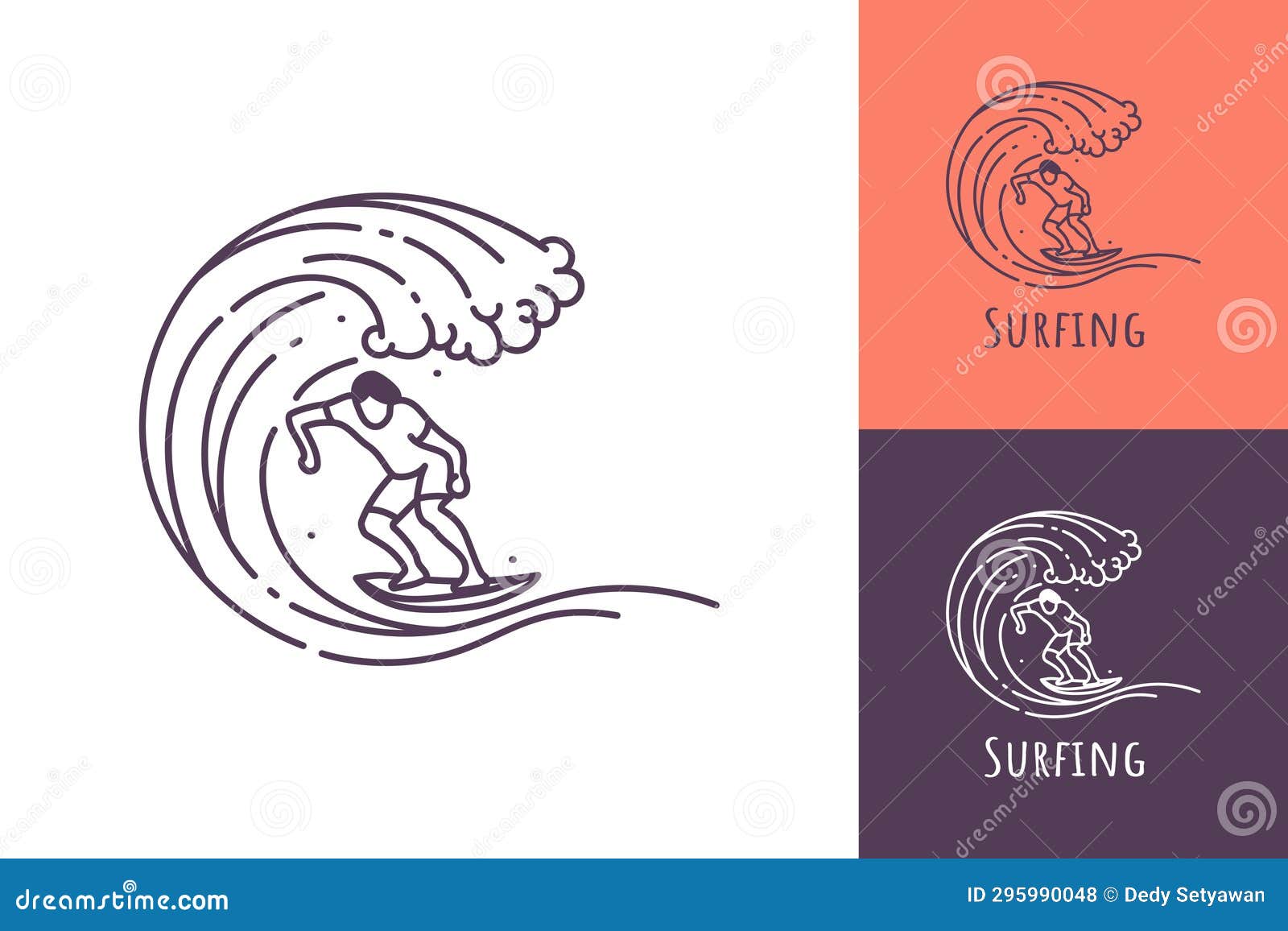 Surfing Line Icons Collection. Waves, Ocean, Board, Beach, Swell ...