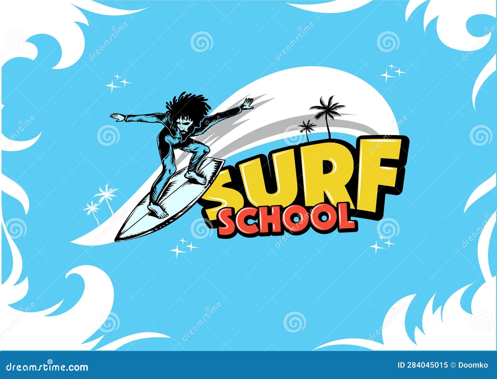 Surfing Logo Template for Surf School. Stock Vector - Illustration of ...