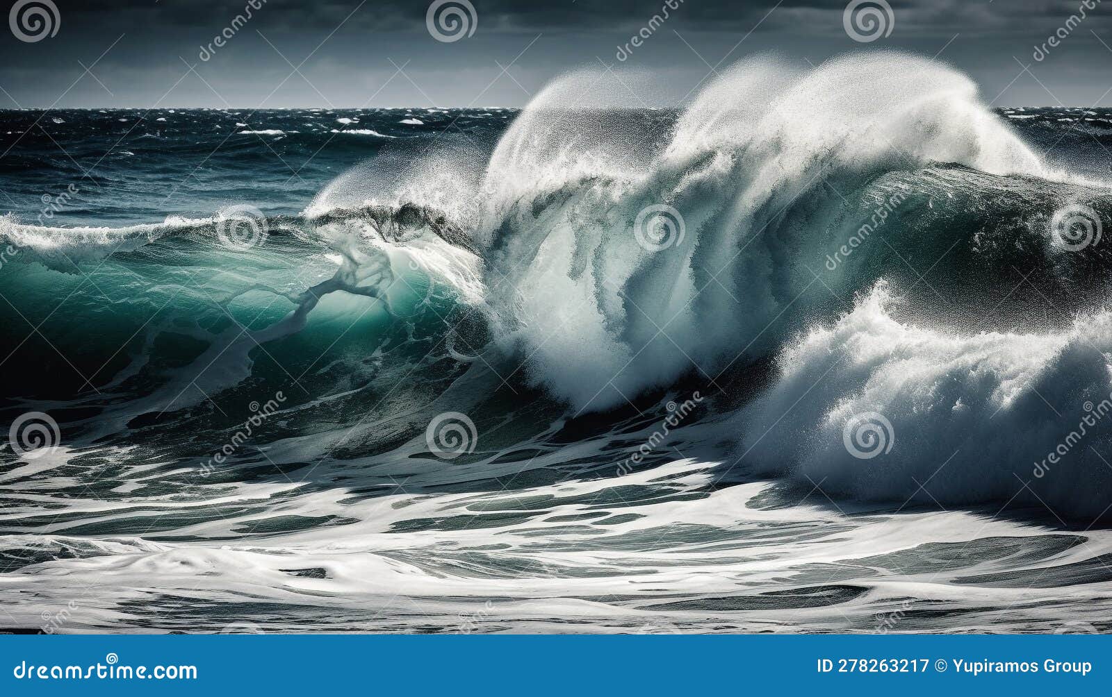Surfing the Majestic, Dark Wave Pattern Spray Generated by AI Stock ...