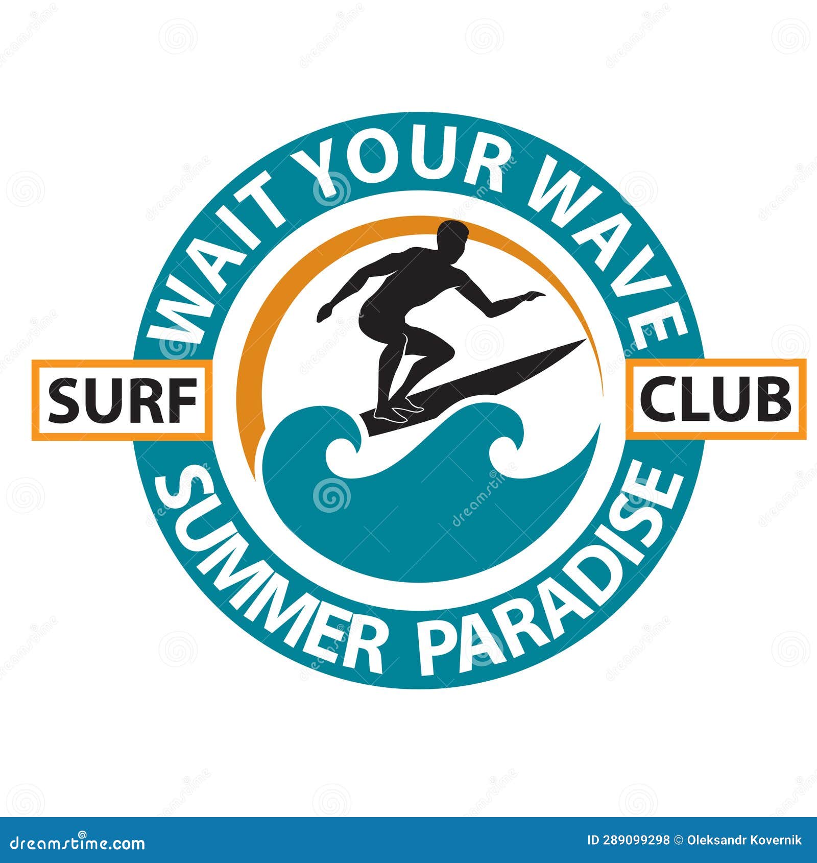 Surfing man emblem stock vector. Illustration of surf - 289099298