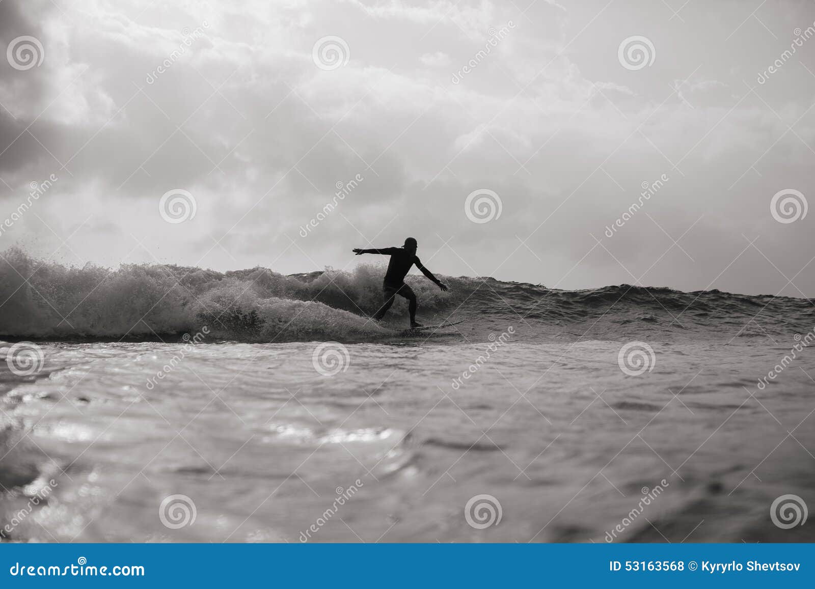 Surfing Man in Waves Monochrome Stock Photo - Image of hawaii, active ...