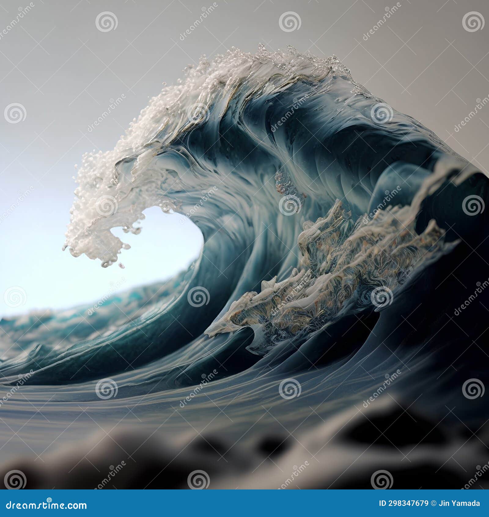 Surfing Ocean Wave. 3d Render of a Sea Wave Stock Illustration ...
