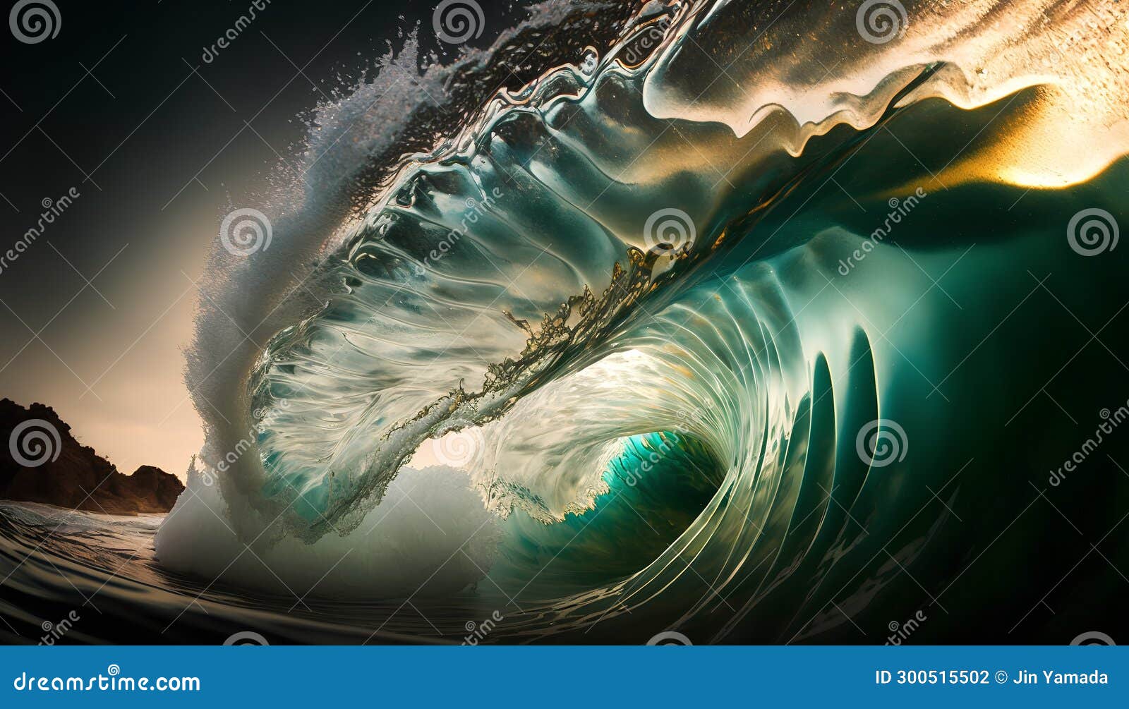 Surfing Ocean Wave. 3D Rendering and Illustration Stock Illustration ...