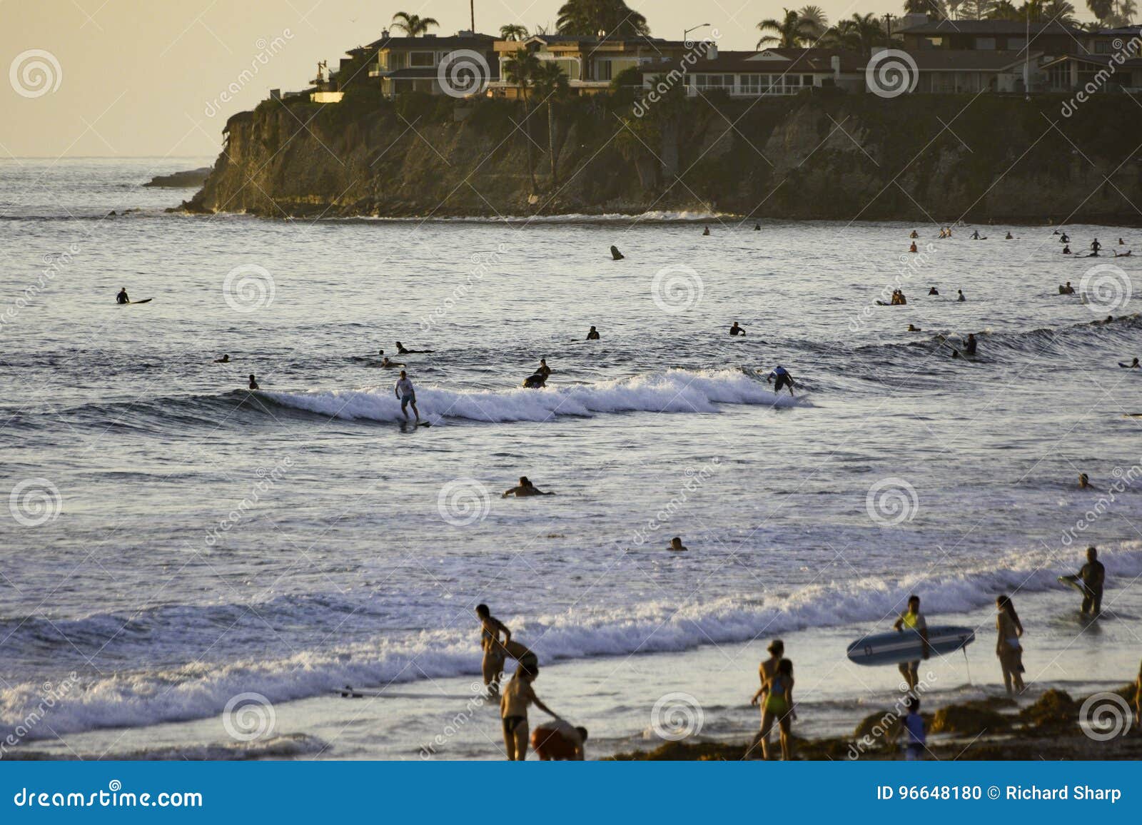 Surfing at Pacific Beach in San Diego,CA. Editorial Image - Image of ...
