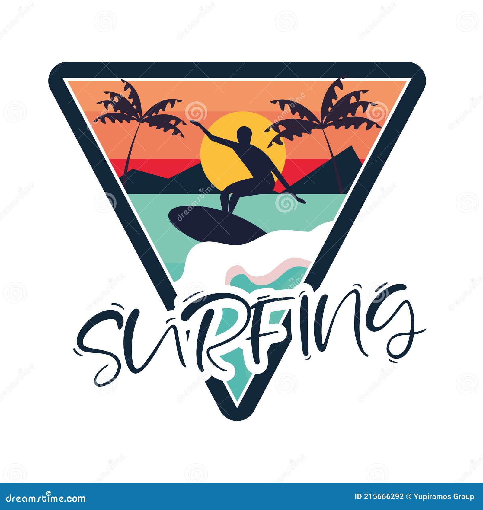 Surfing patch design stock vector. Illustration of poster - 215666292