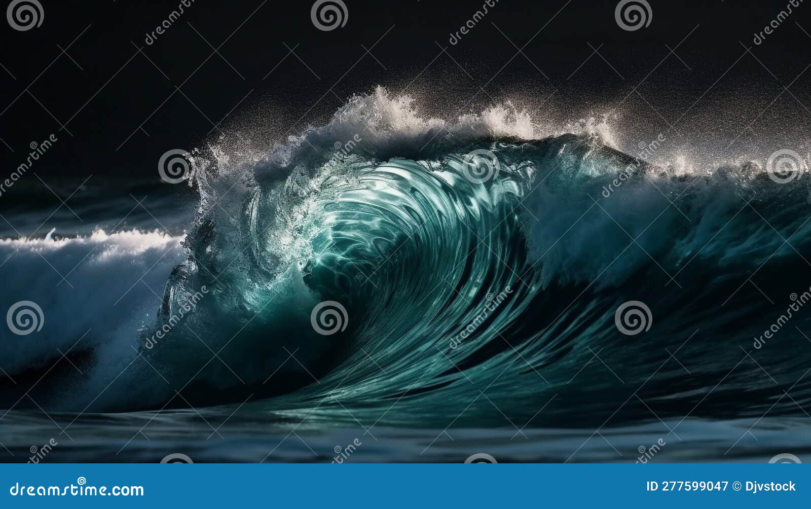 Surfing Pipeline Wave, Majestic Spray at Night Generated by AI Stock ...