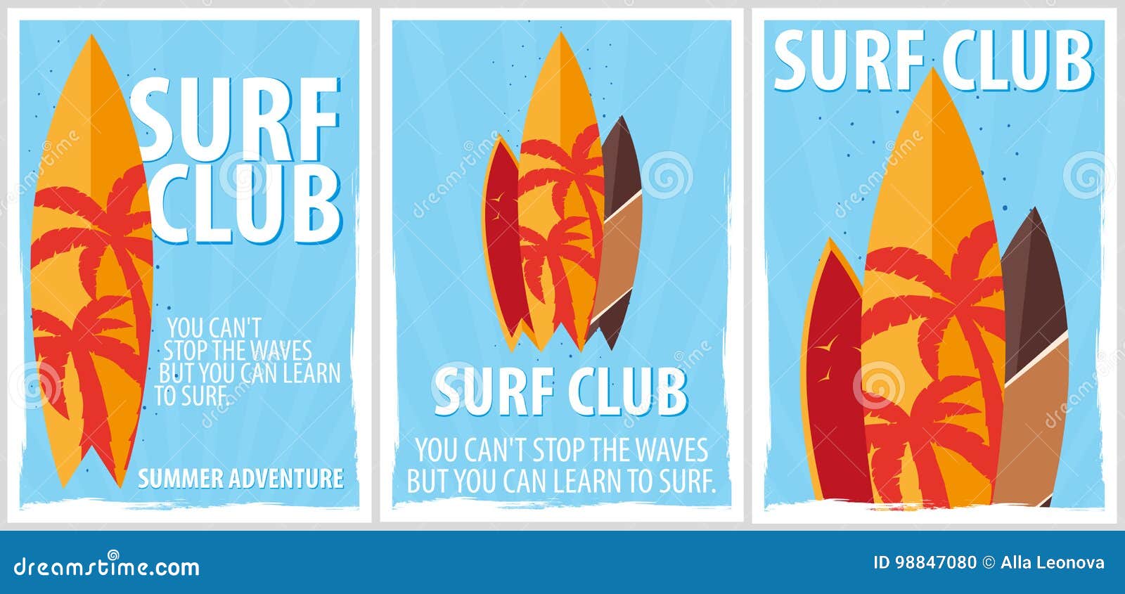 Surfing Poster for Surfing Club with Surfboards. Vector Illustration ...