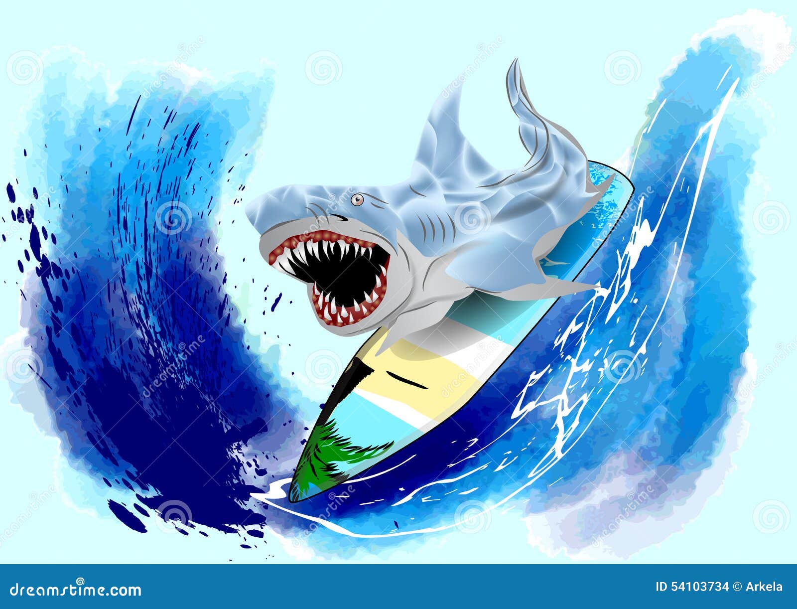 Cartoon Surfing Shark