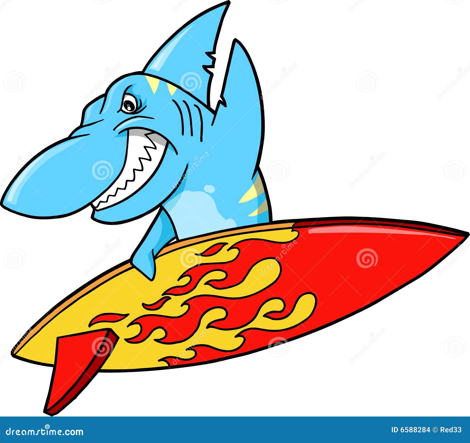 Surfing Shark Isolated Coloring Page For Kids Vector Illustration ...
