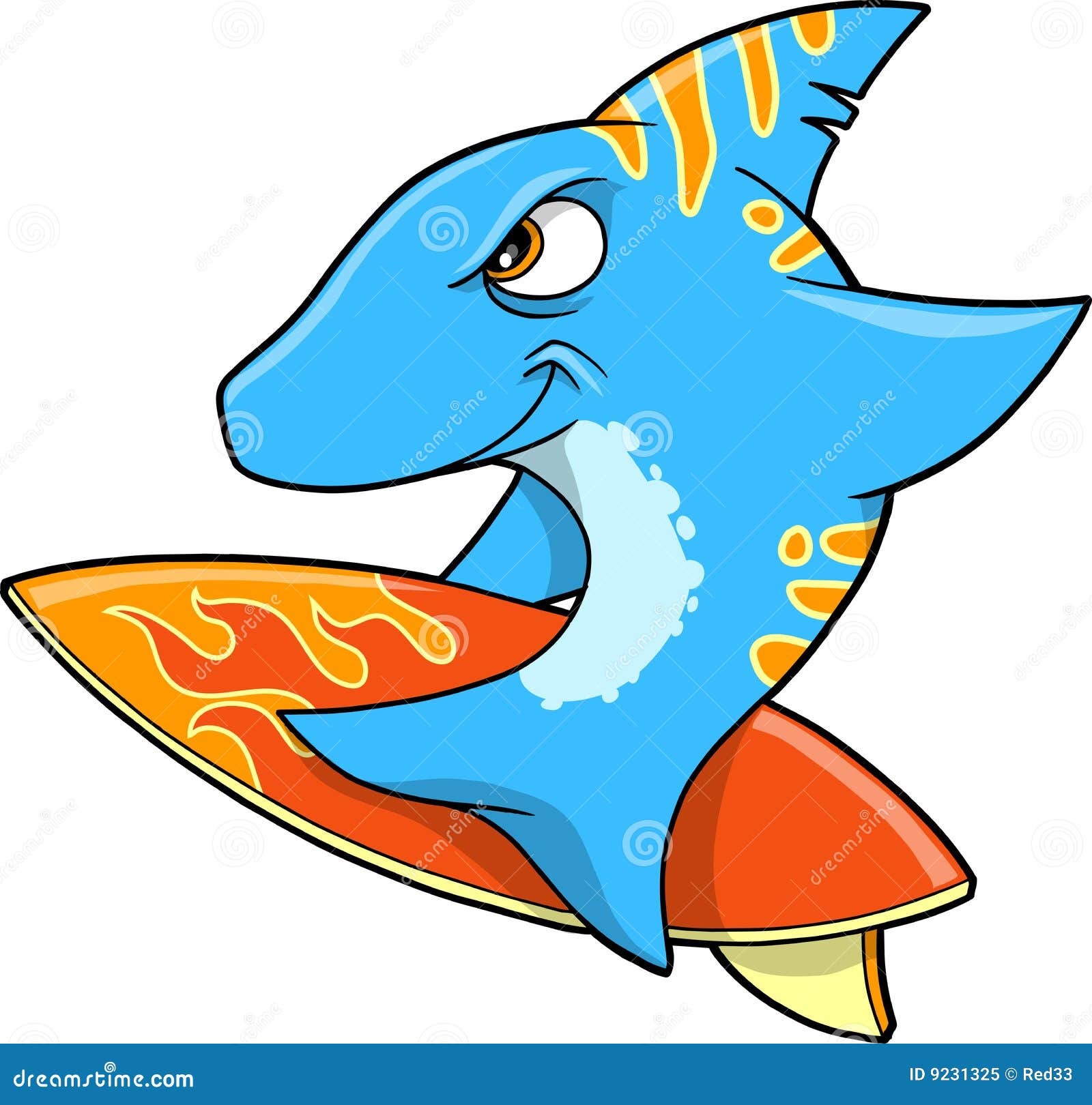 Surfing Shark Cartoon Vector | CartoonDealer.com #51238845