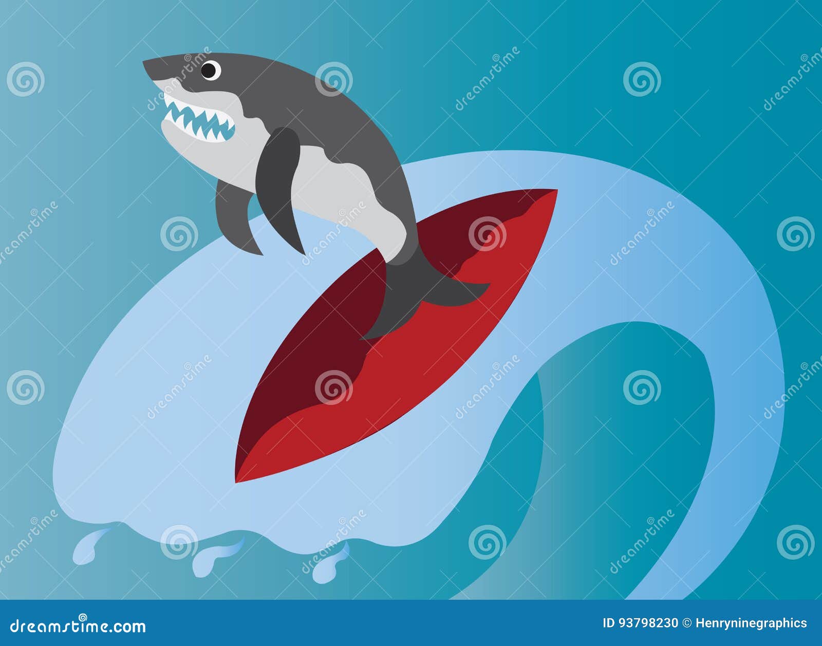 Surfing sharks 1 stock vector. Illustration of reef, surfriding - 93798230