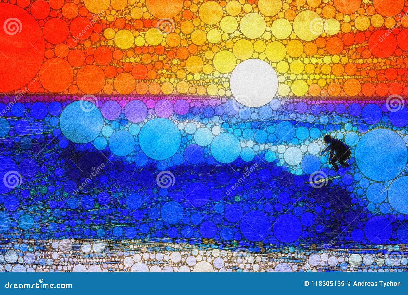 Surfing at sunset stock illustration. Illustration of concept - 118305135