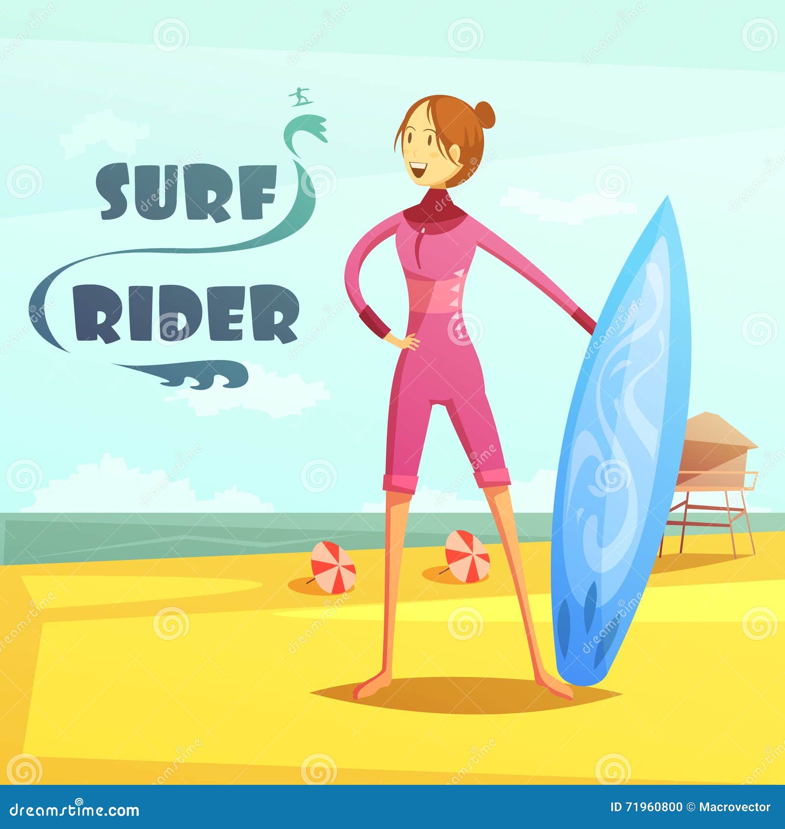 Surfing and Surf Rider Retro Cartoon Illustration Stock Vector ...