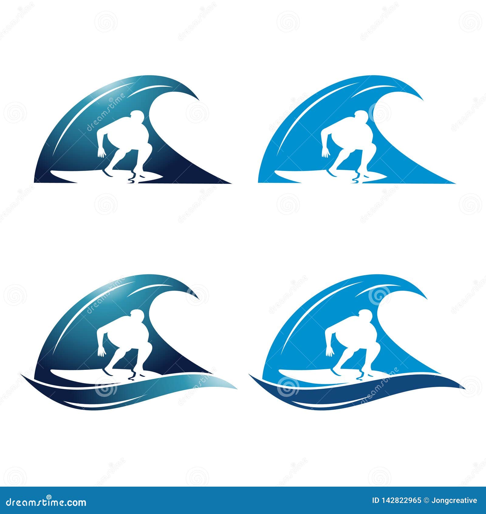 Surfing Surfer Man Under Wave Silhouette Logo Template Stock Vector ...