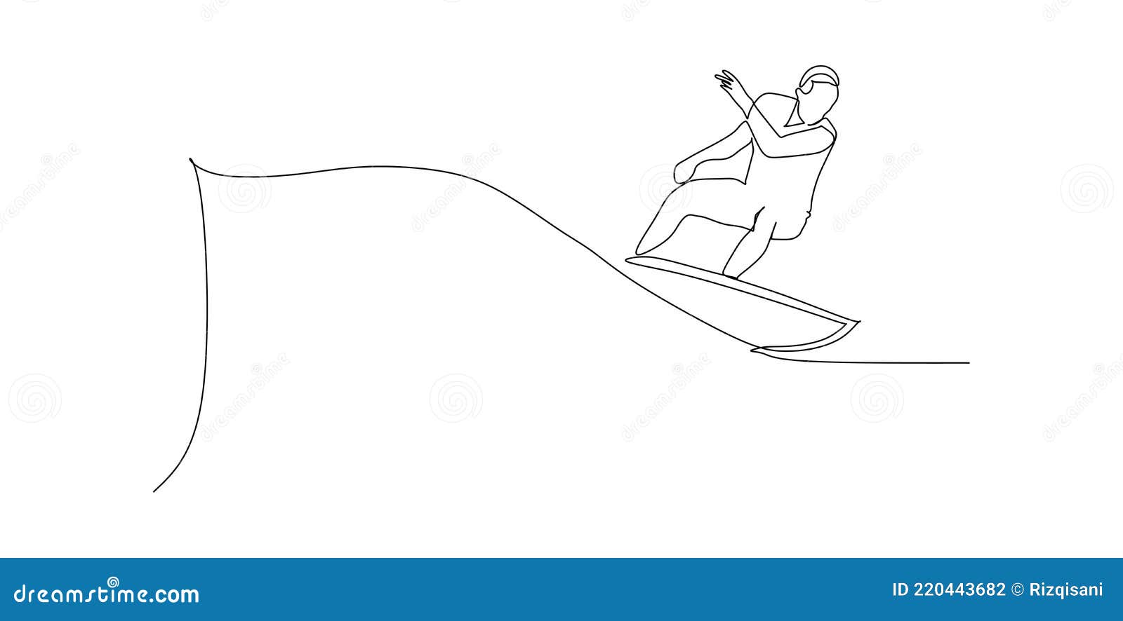 Surfing Surfer Riding Ocean Wave - Continuous One Line Drawing Stock ...