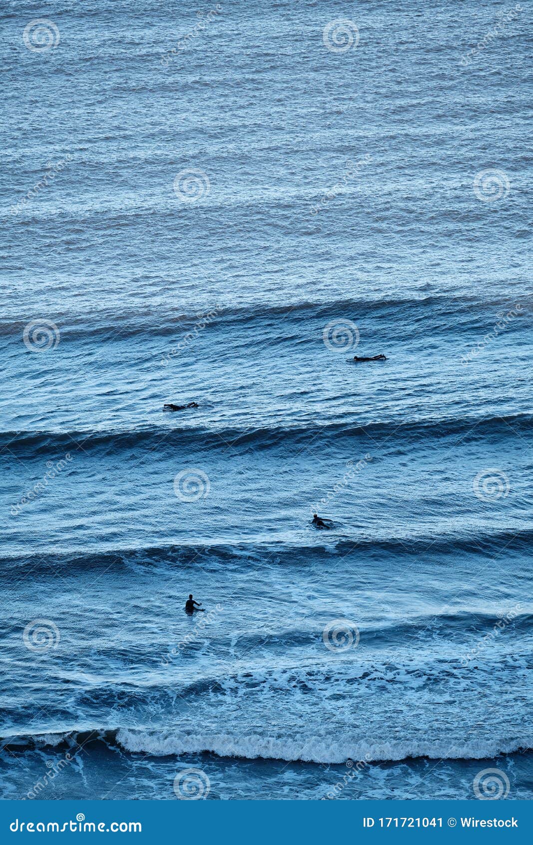 Surfing and Swimming in the Waves of the Ocean Stock Image - Image of ...
