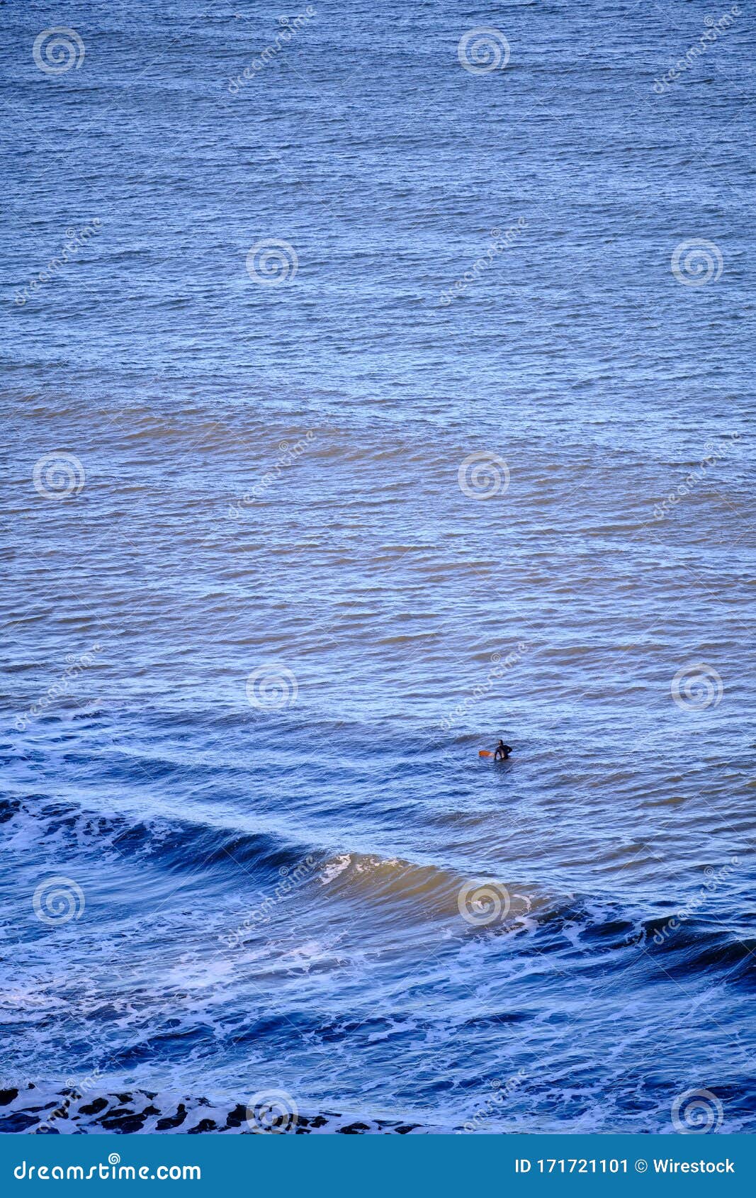 Surfing and Swimming in the Waves of the Ocean Stock Image - Image of ...