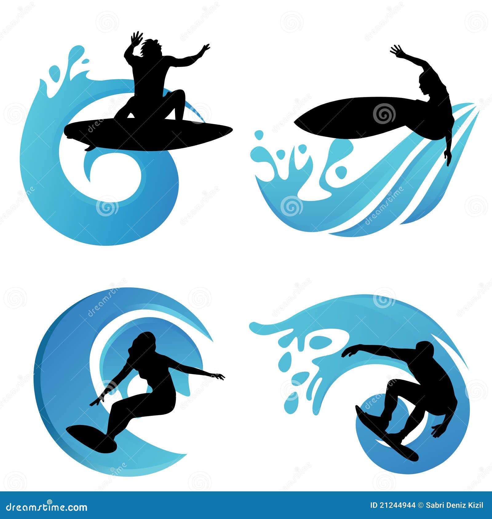 Surfing symbols stock vector. Illustration of blue, drop - 21244944