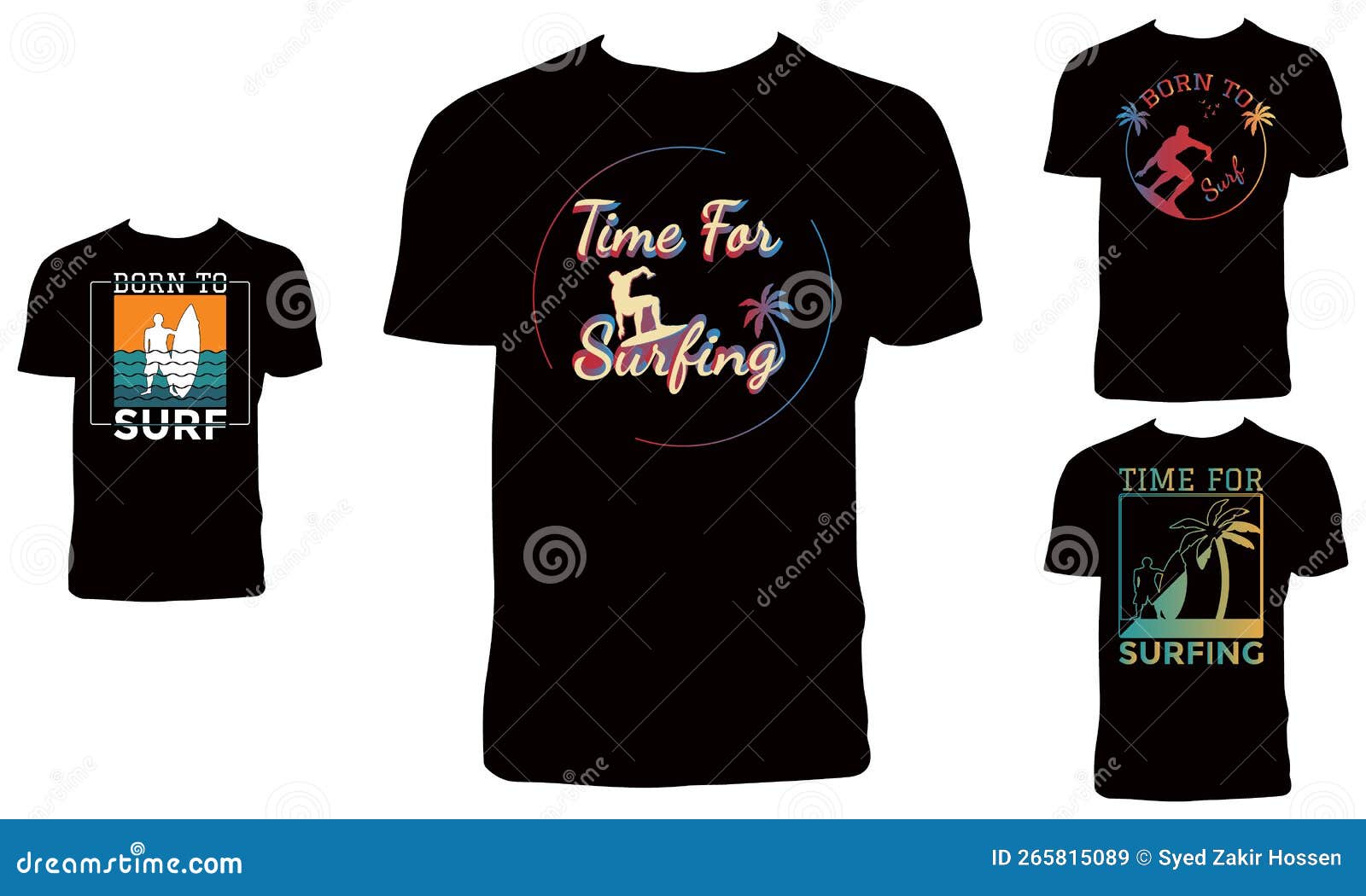 Surfing T Shirt Design Bundle Vector Illustration Stock Vector ...