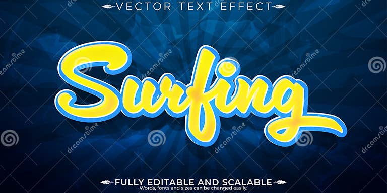 Surfing Text Effect, Editable Beach and Summer Text Style Stock Vector ...