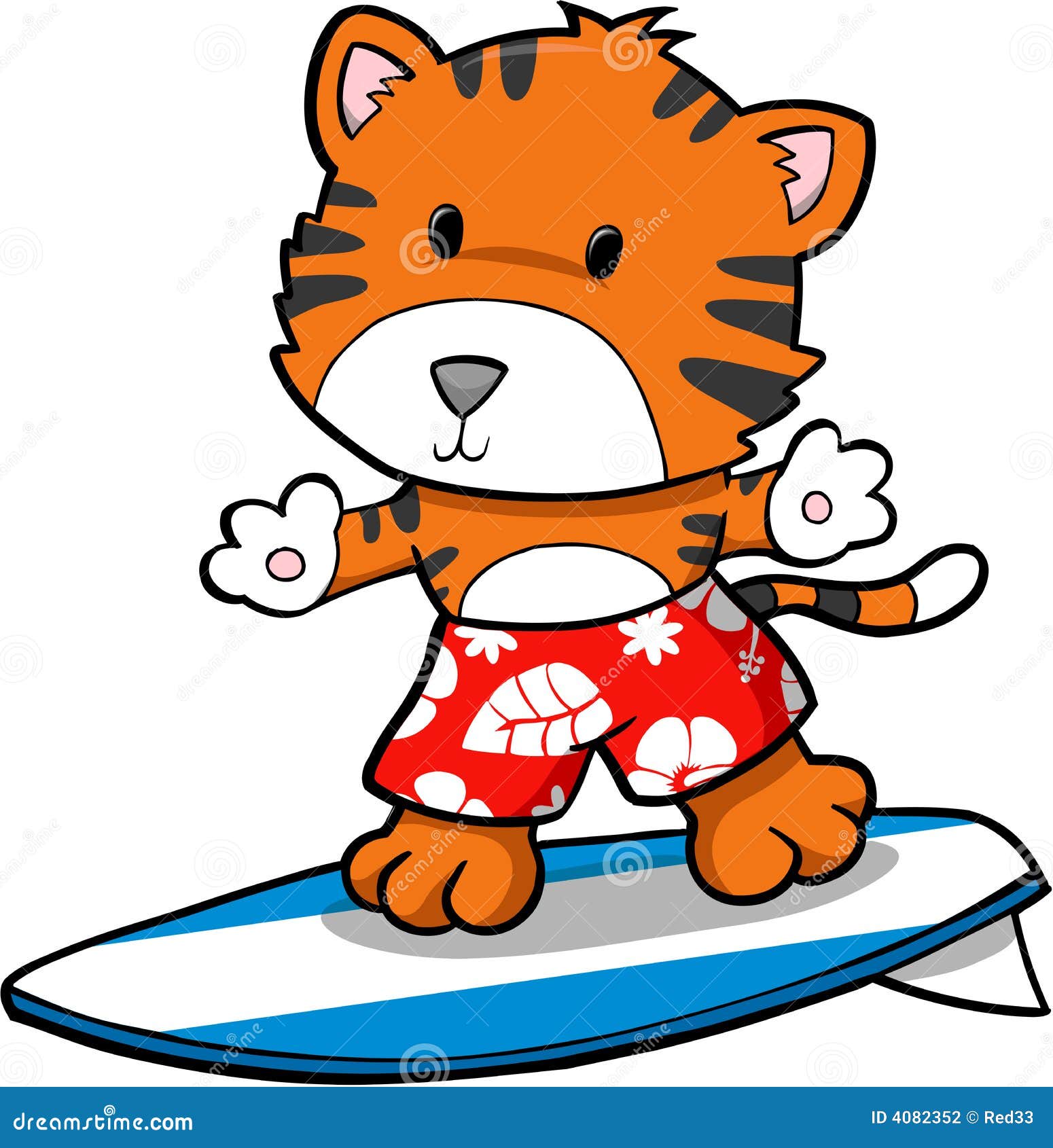 Surfing Tiger Cartoon Vector | CartoonDealer.com #4026241