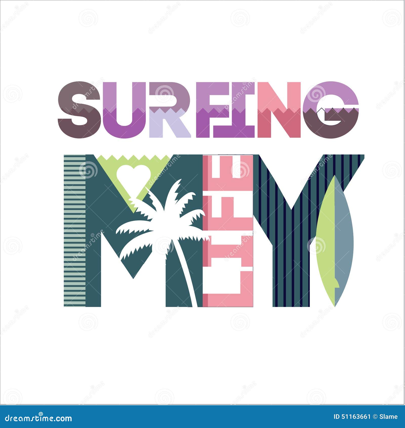 Surfing typography stock vector. Illustration of summer - 51163661