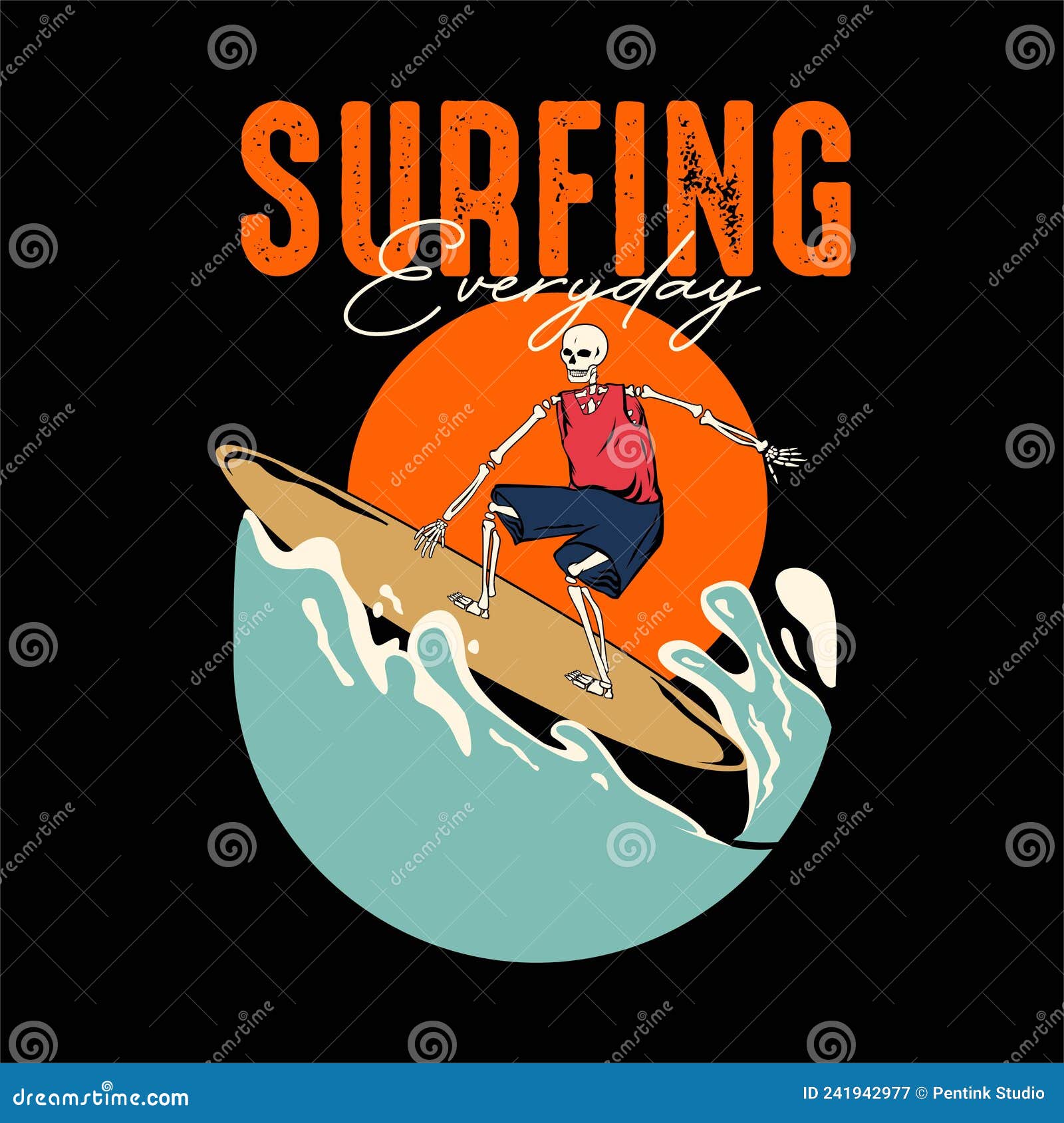 Happy Surf Surfing Catch the Waves Vector Stock Vector - Illustration ...