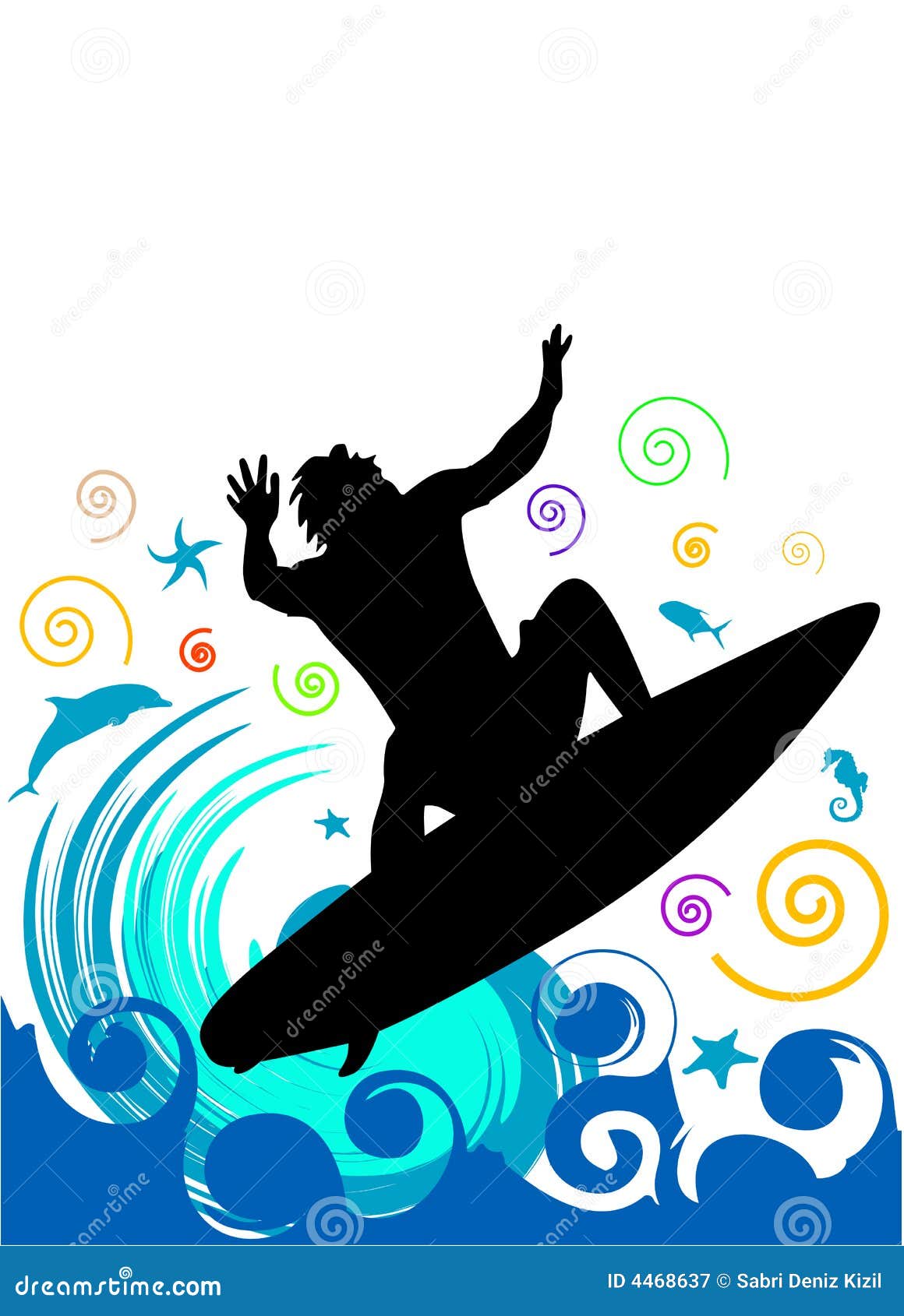 Surfing vector stock vector. Illustration of splash, stripes - 4468637