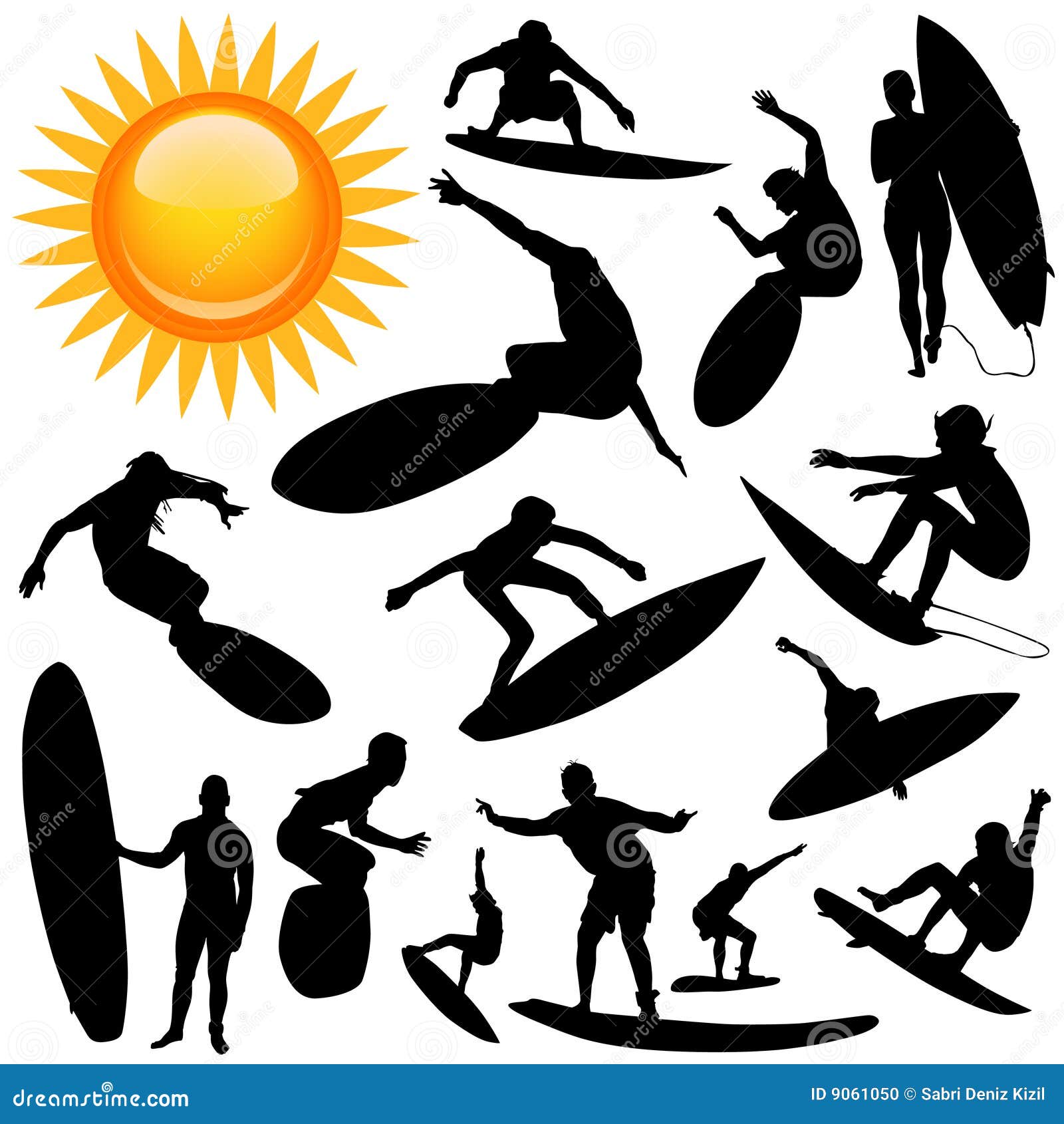 Surfing vector stock vector. Illustration of athletic - 9061050