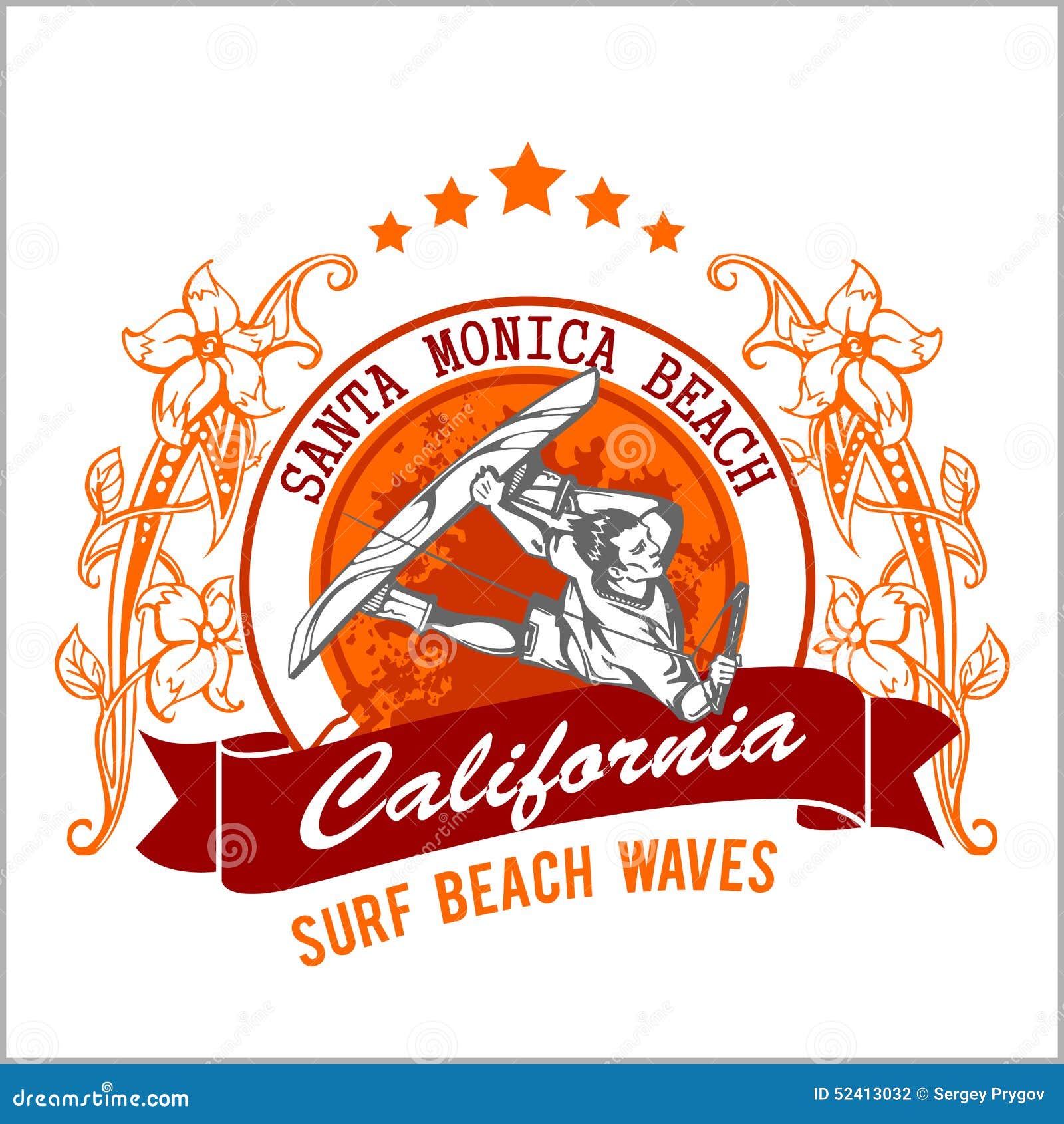 Surfing - Vector Label and Surfers Stock Vector - Illustration of club ...