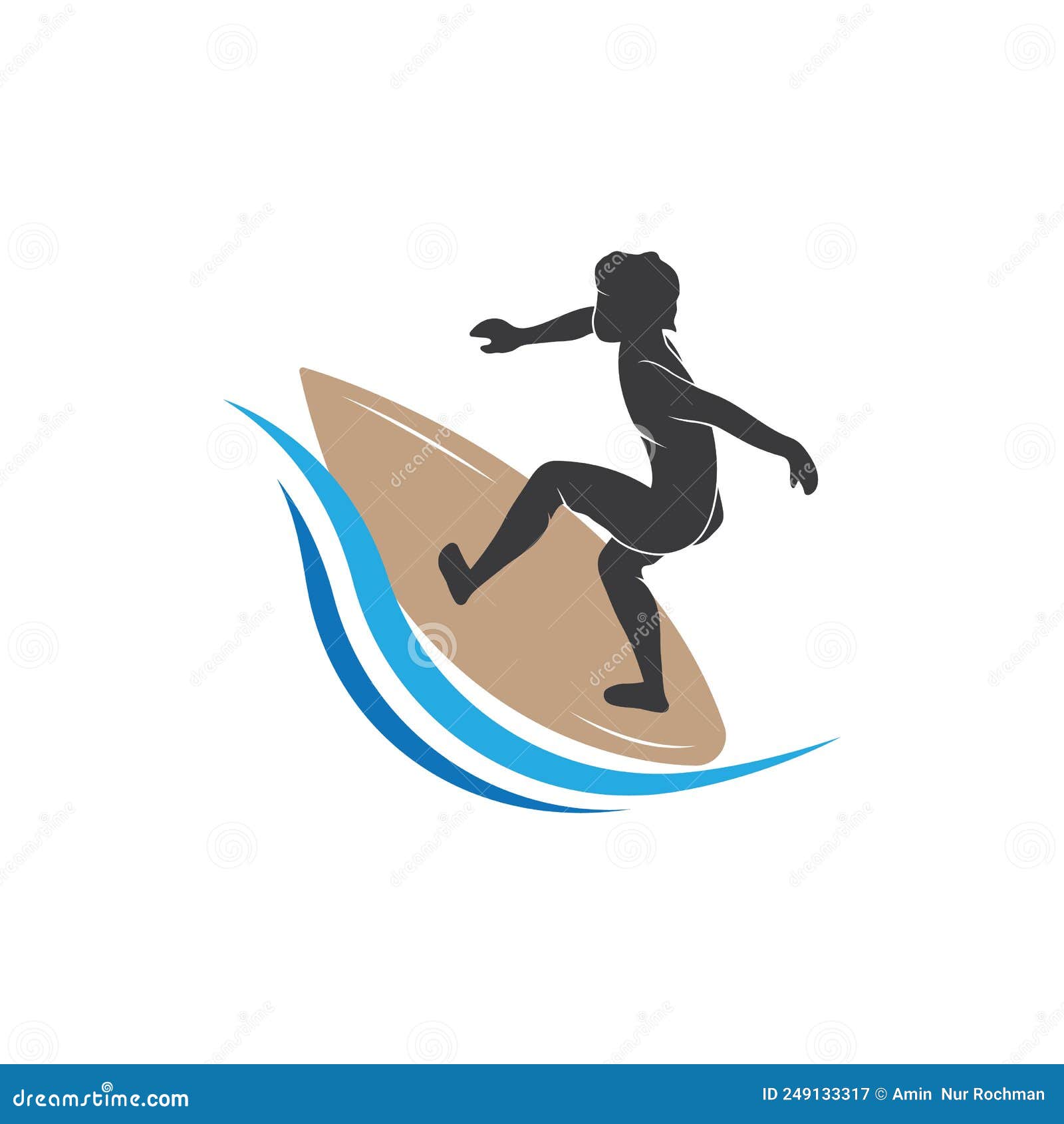 Surfing with Water Wave Logo Vector Template, Illustration Symbol Stock ...