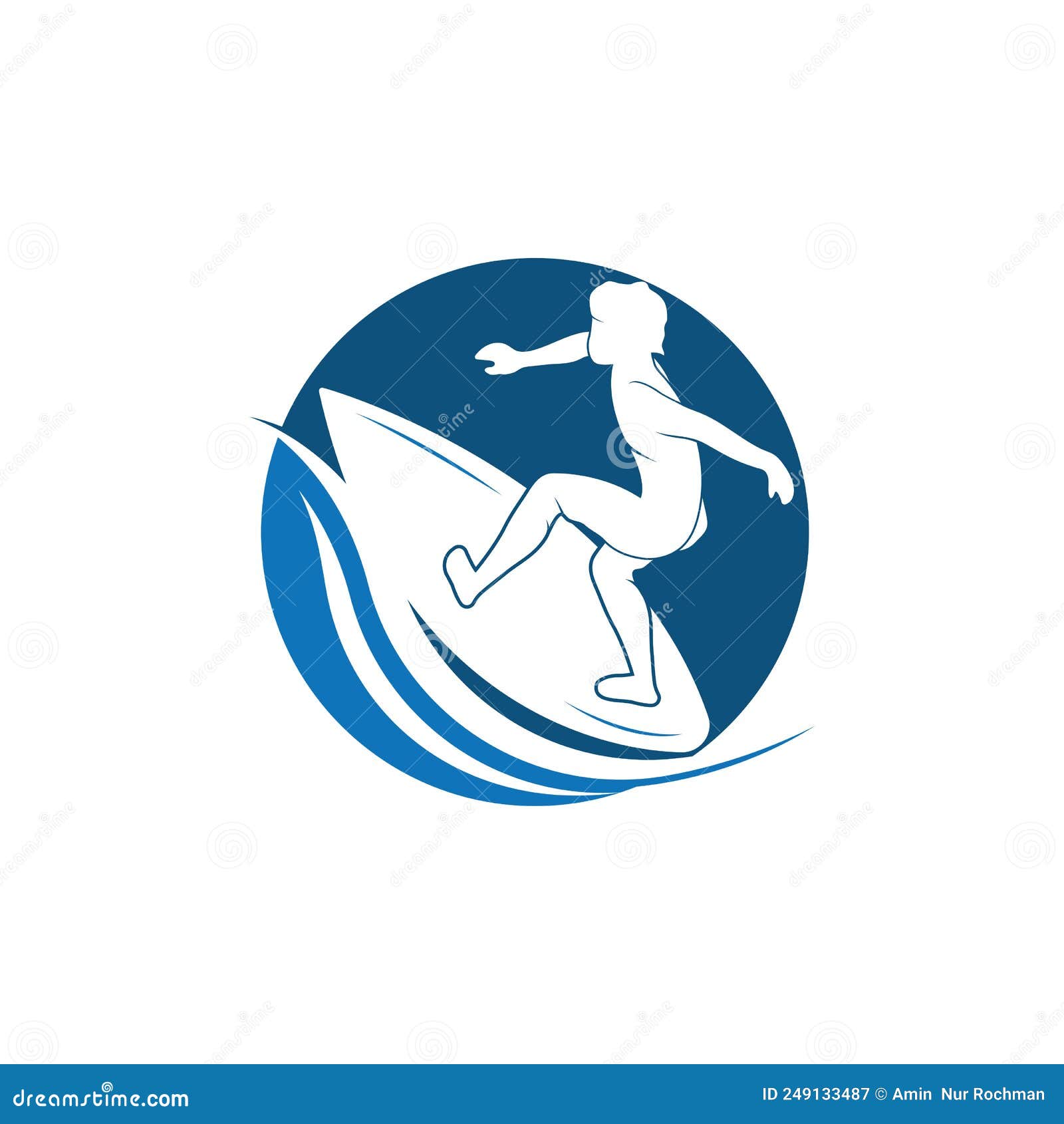 Surfing with Water Wave Logo Vector Template, Illustration Symbol Stock ...