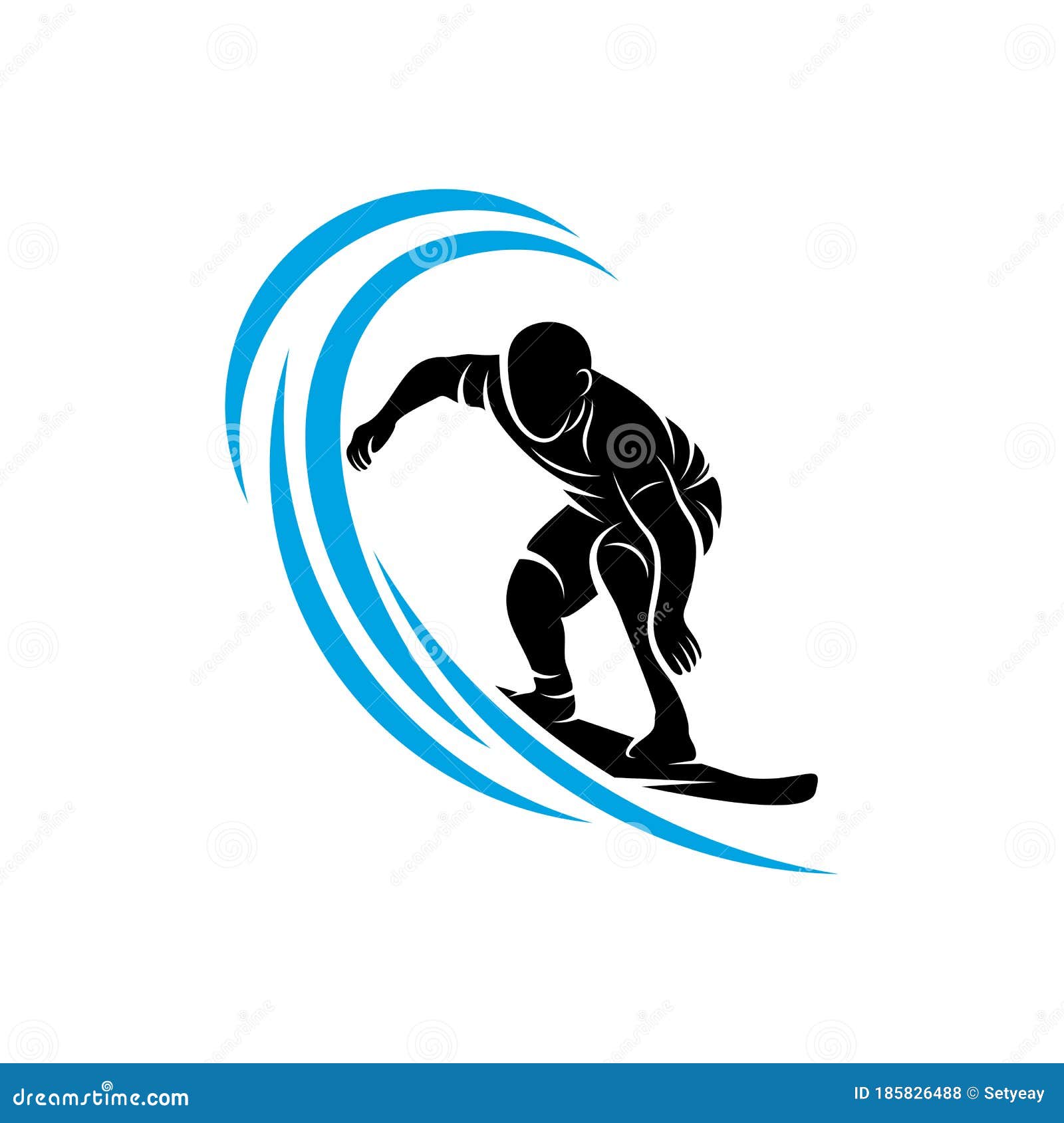 Surfing with Water Wave Logo Vector Template, Illustration Symbol ...