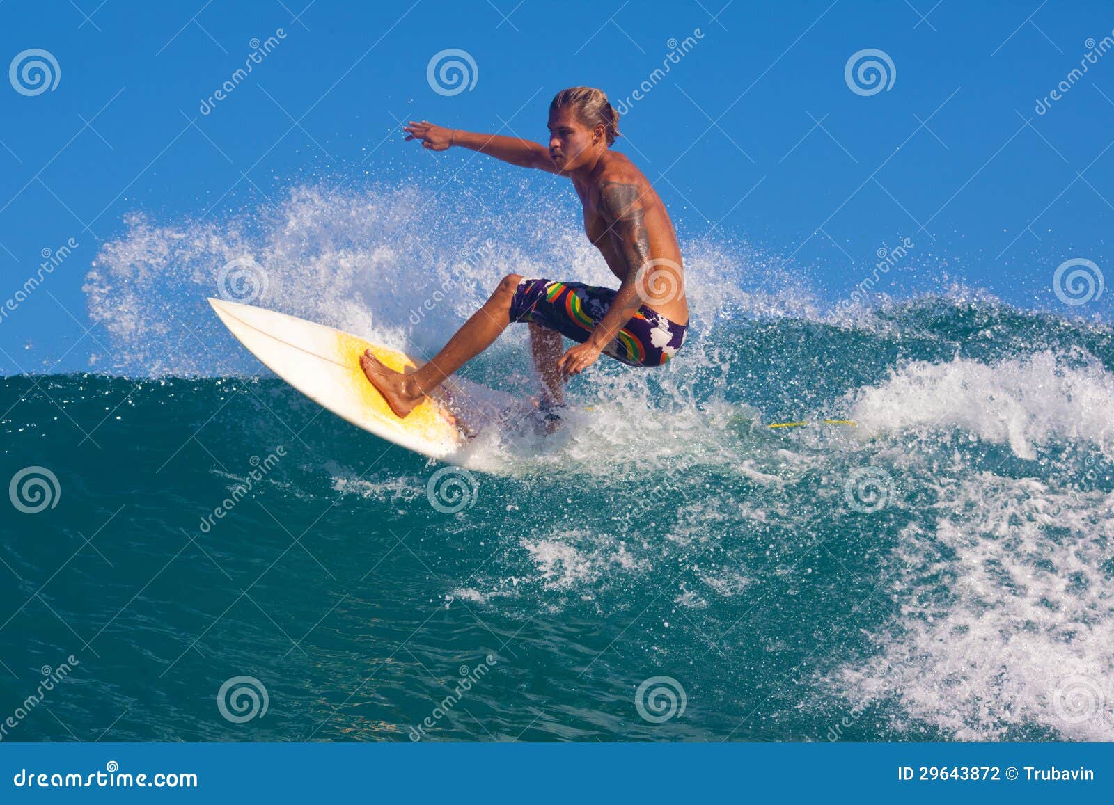 Surfing a wave stock photo. Image of balance, surf, clear - 29643872
