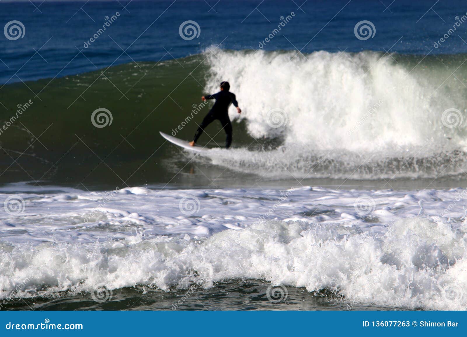 Surfing - Wave Riding in the Mediterranean Stock Image - Image of ...