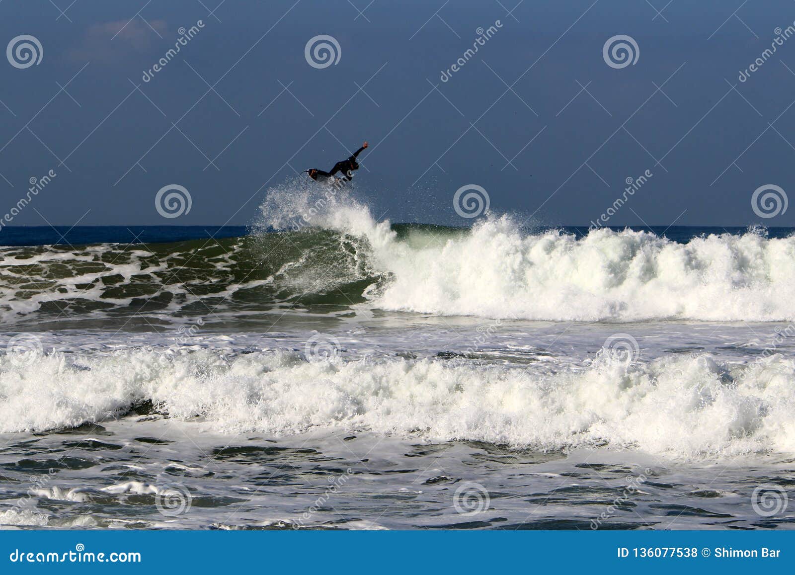 Surfing - Wave Riding in the Mediterranean Stock Photo - Image of light ...
