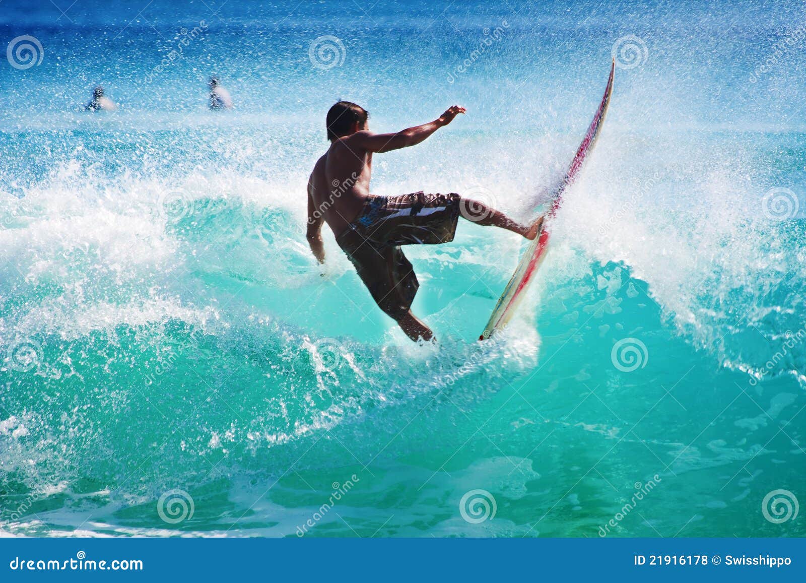 Surfing the waves editorial stock photo. Image of indonesia - 21916178