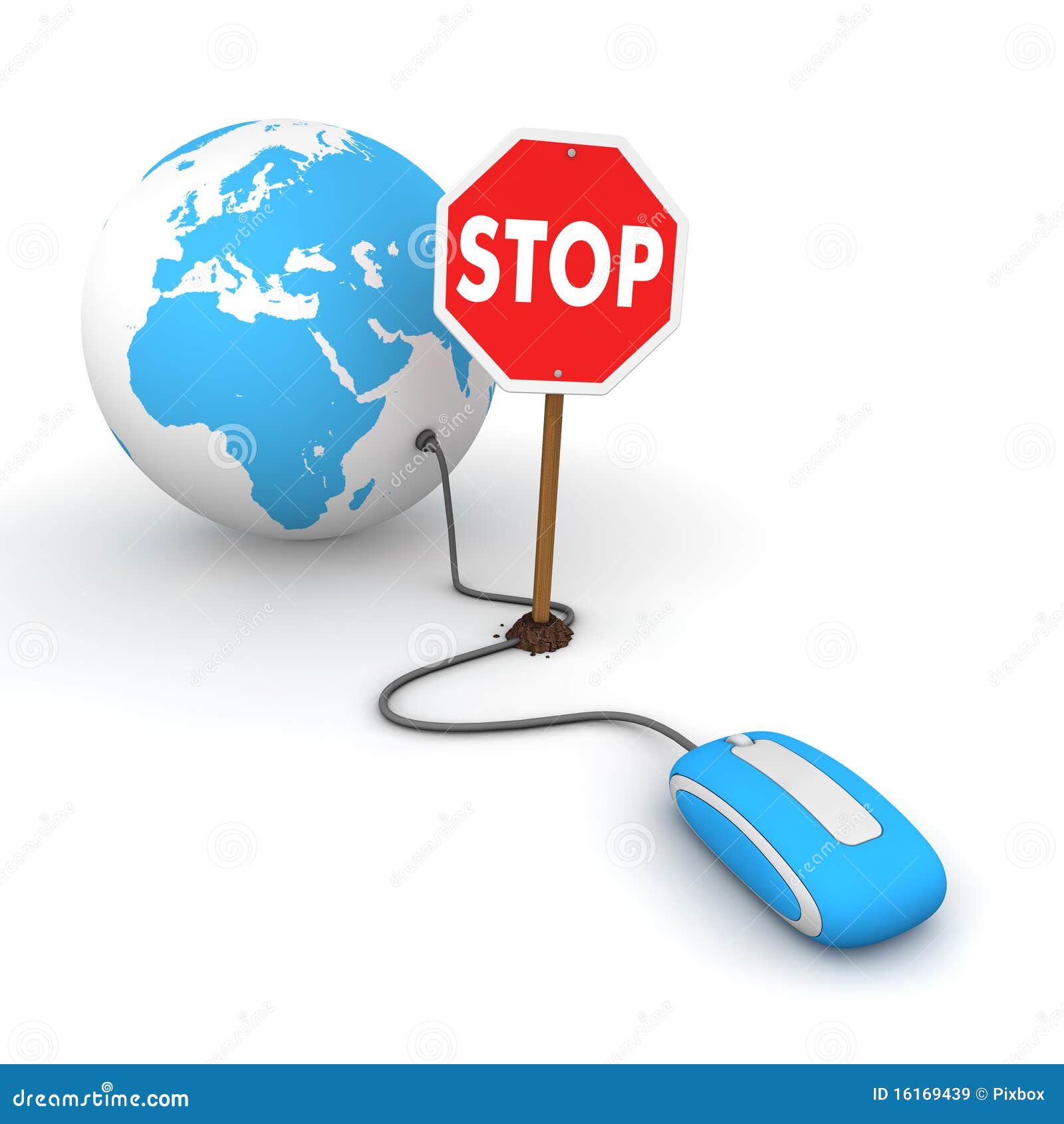 Surfing the Web in Blue - Blocked by a Stop Sign Stock Illustration ...