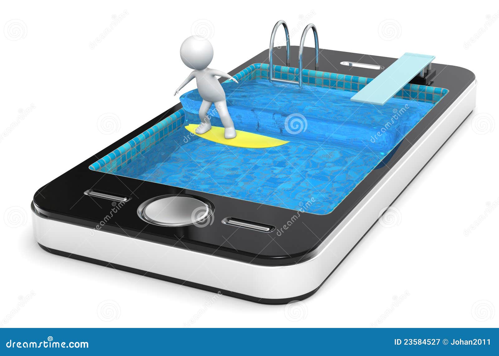 Surfing with Your Smart Phone. Stock Illustration - Illustration of ...