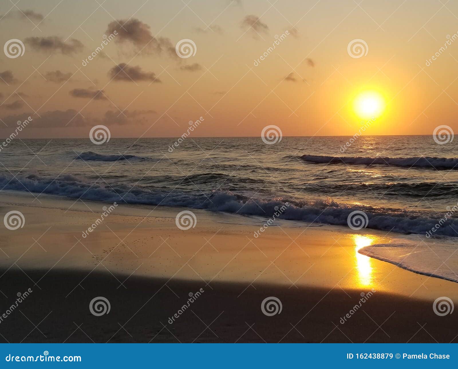 Surfside Beach Reflective Sunrise September Stock Image - Image of ...
