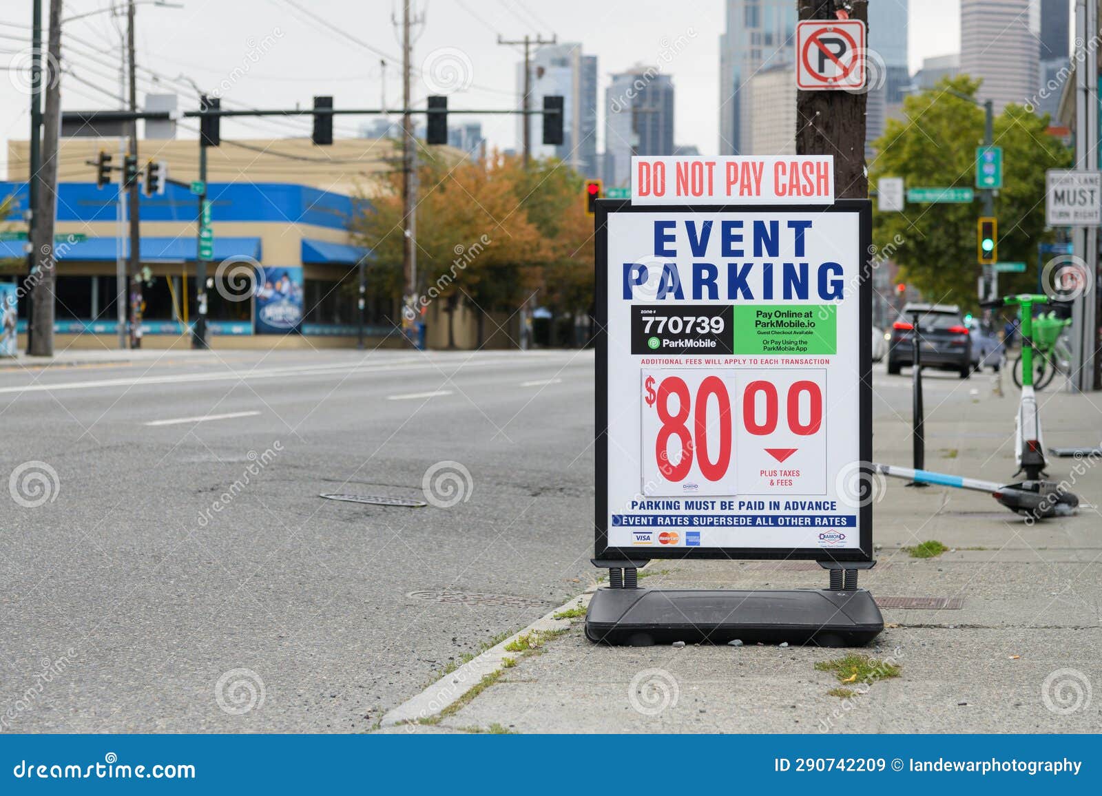Surge Pricing Sign for Event Parking in Seattle Stadium District of $80 ...