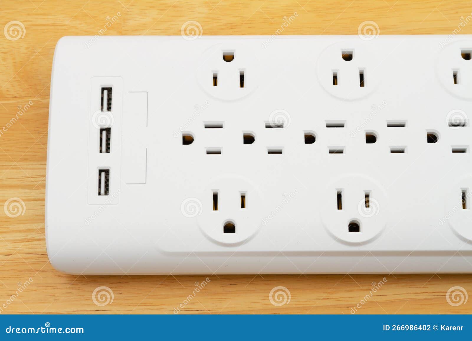 Surge Protector with USB Protection on Wood Desk Stock Photo - Image of ...