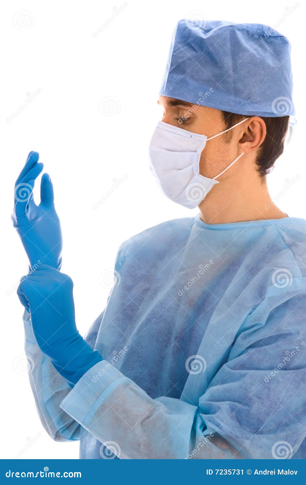 Blue Surgical Face Masks With Ear Loops In The Shape Of A Medical Cross ...