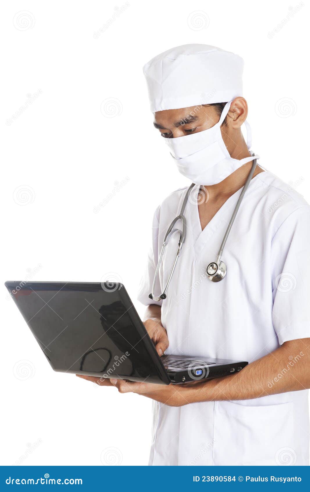Surgeon with Computer Laptop Stock Photo - Image of clinic, confident ...